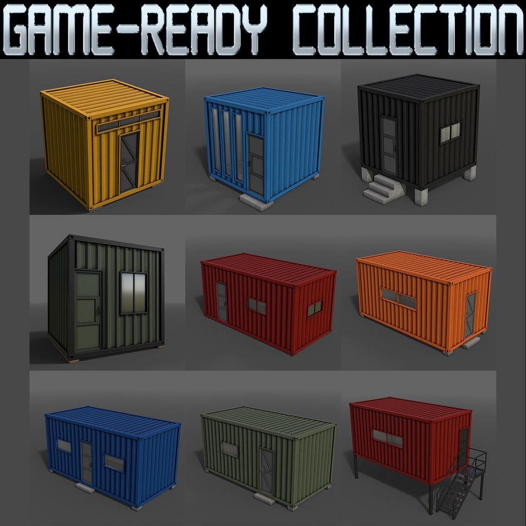 3D PBR Container House AA - Collection model - TurboSquid 2154052
