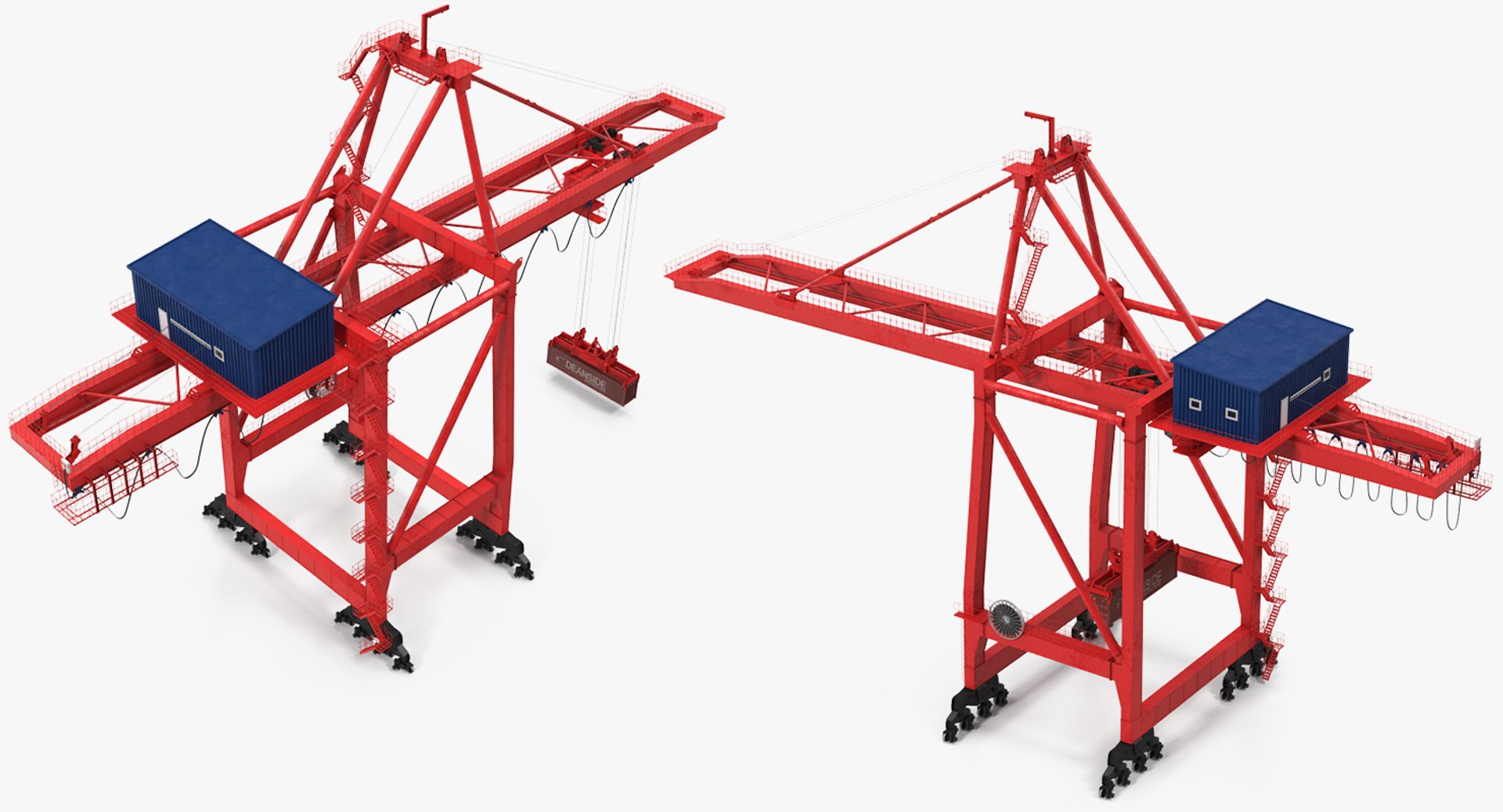 3d model port container crane red