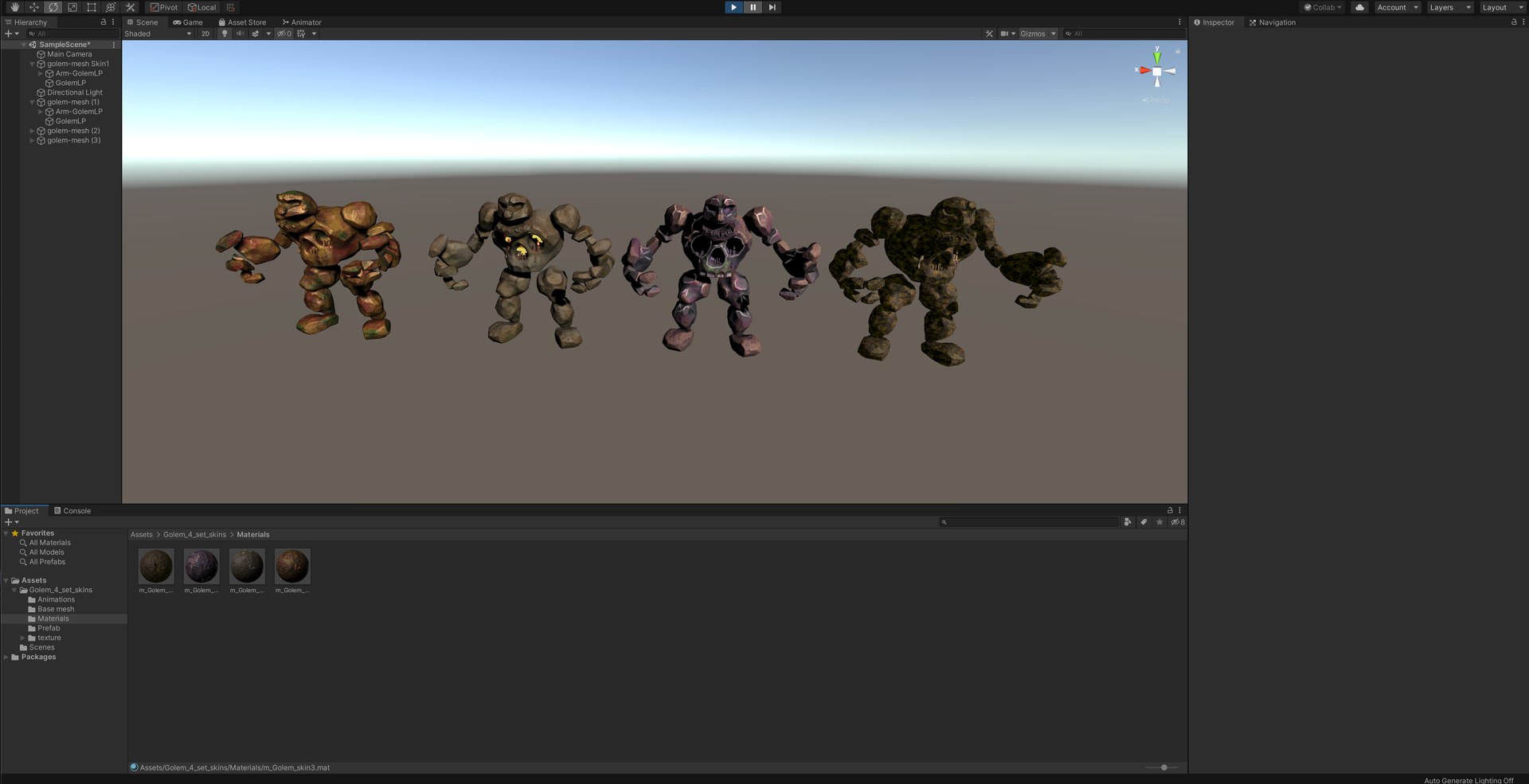 3D Golem 4 set skins 18 animations model - TurboSquid 1786046