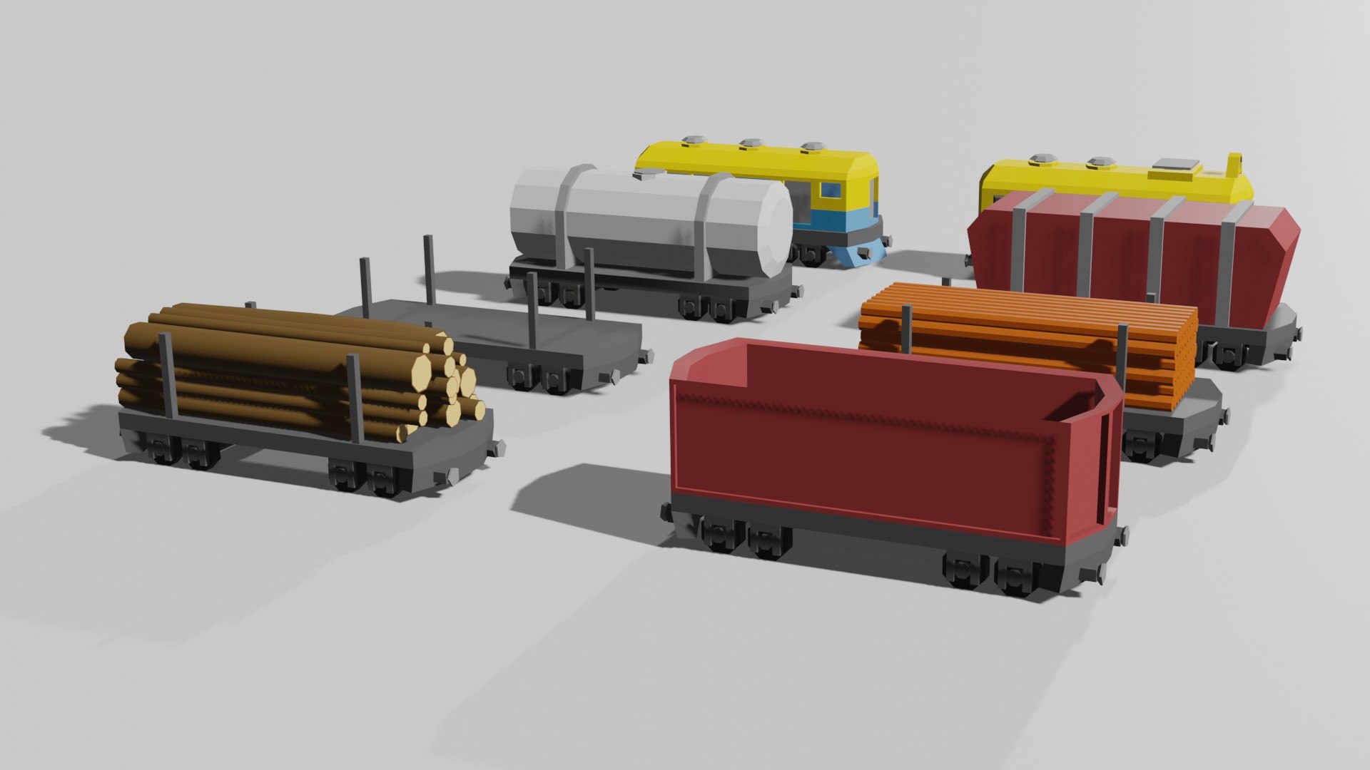 Train And Wagons 3D - TurboSquid 2113889