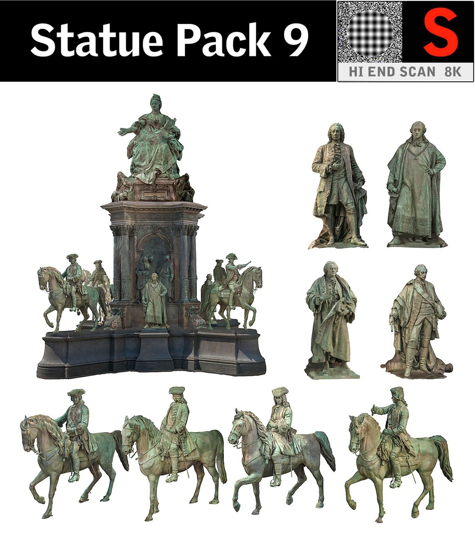Statue Pack 9 3d Model