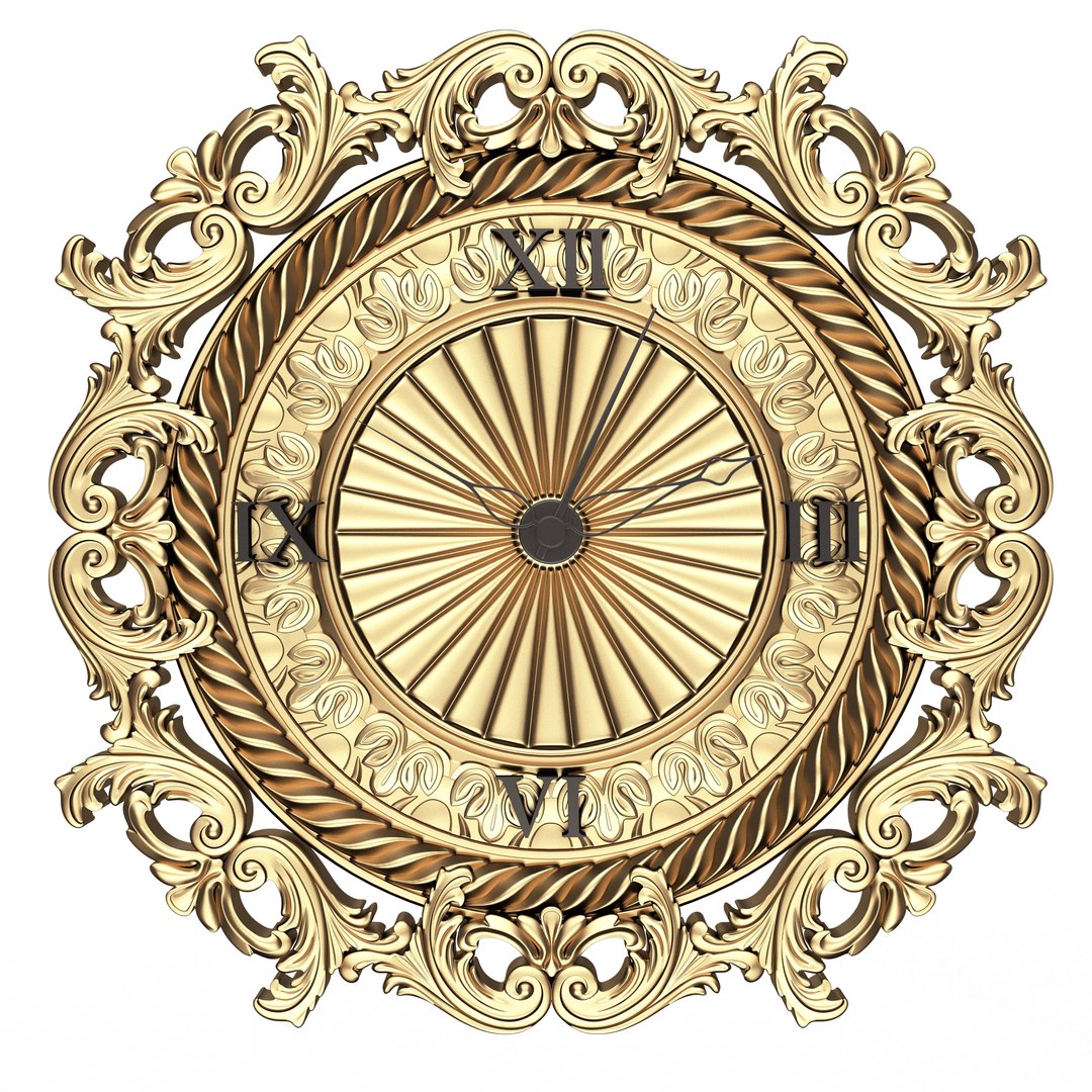 Classic Wall Clock 019 Gold 3D Model - TurboSquid 2138093