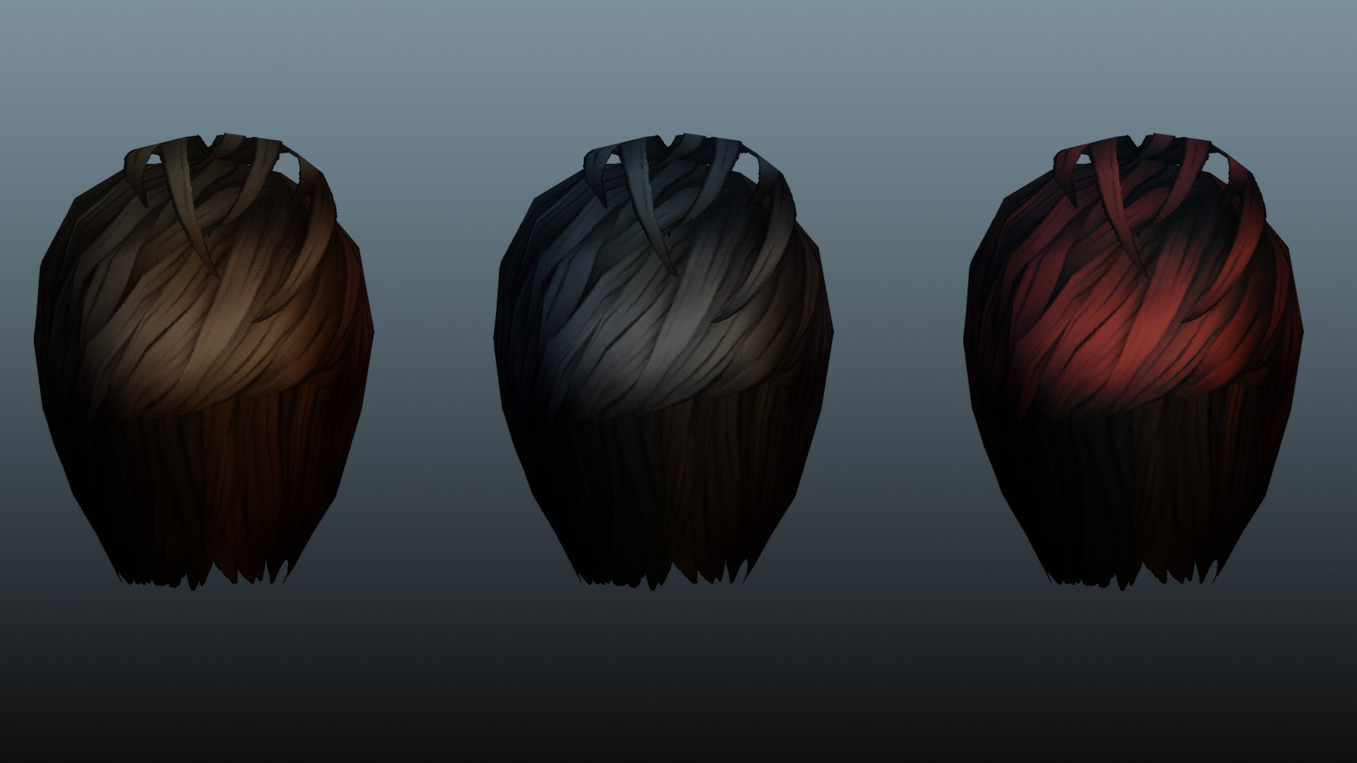 Female Hair Low Poly 3 Color 3D Model - TurboSquid 2117143