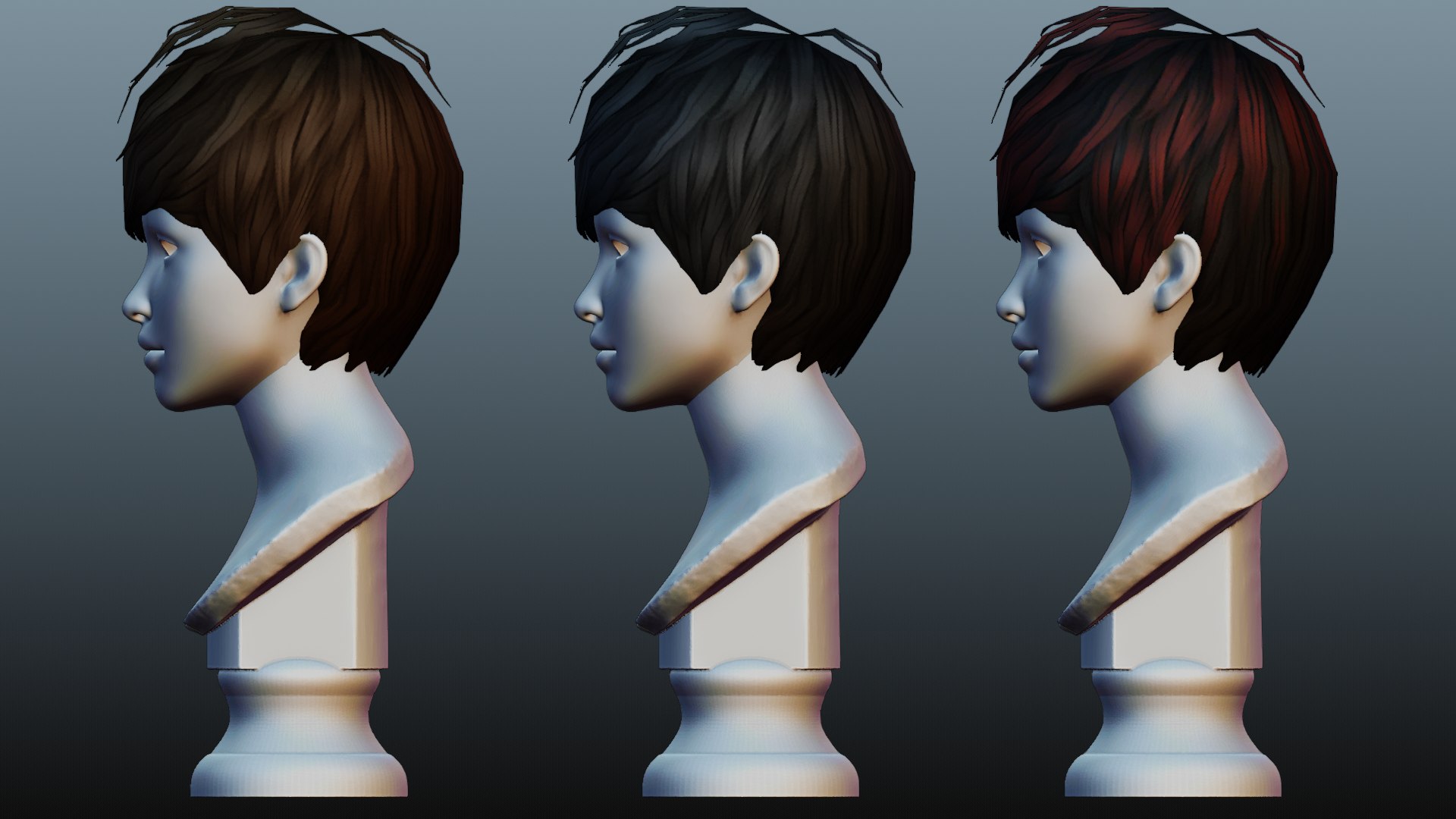 Female Hair Low Poly 3 Color 3D Model - TurboSquid 2117143