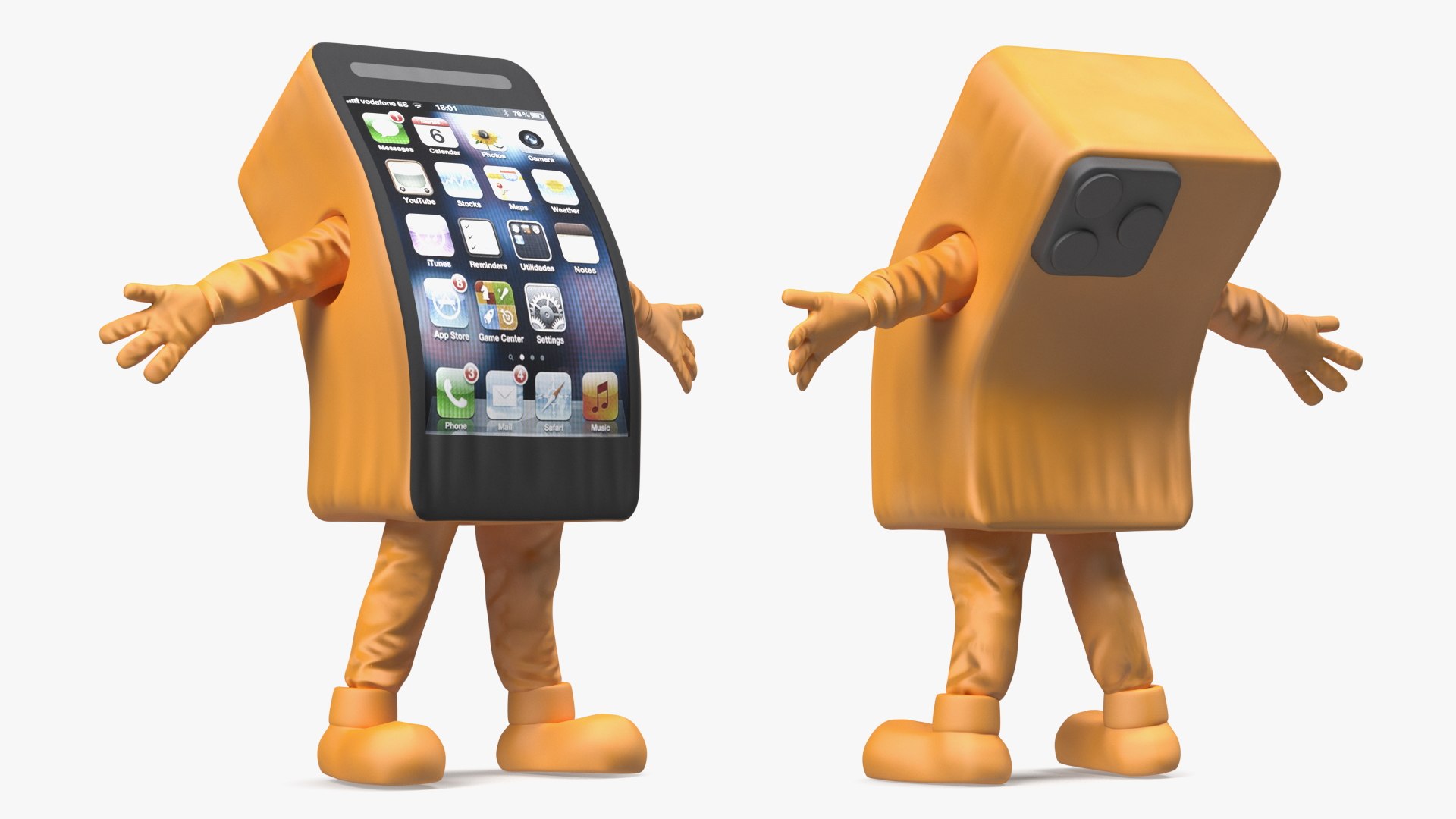 3D Orange IPhone Mascot Happy Pose model - TurboSquid 2059261