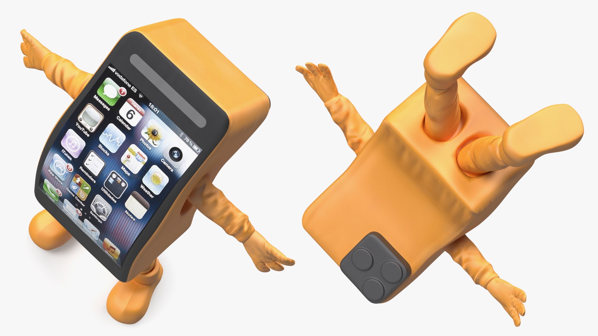 3D Orange IPhone Mascot Happy Pose model - TurboSquid 2059261