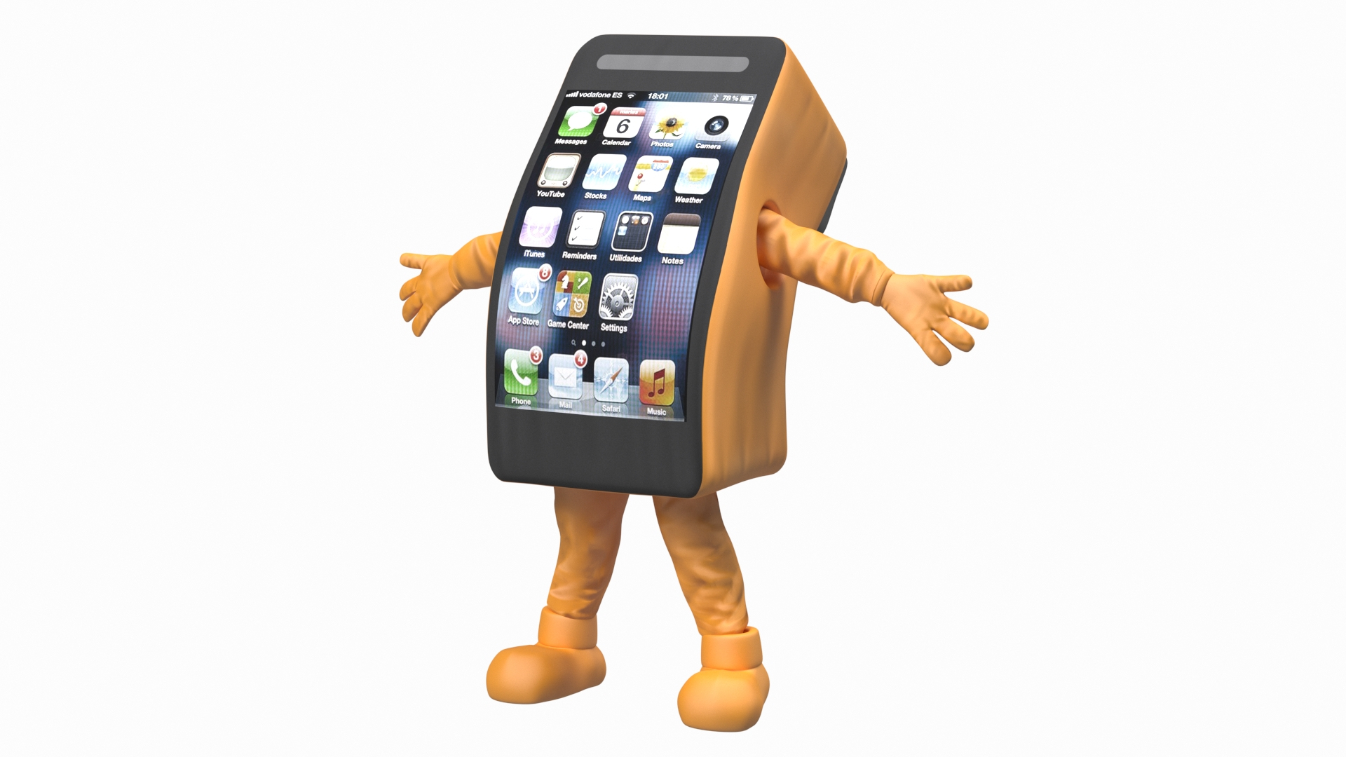 3D Orange IPhone Mascot Happy Pose model - TurboSquid 2059261