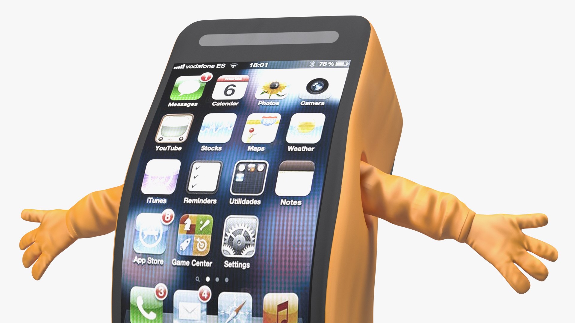 3D Orange IPhone Mascot Happy Pose model - TurboSquid 2059261