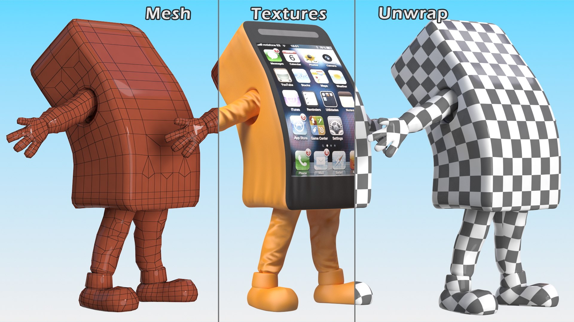 3D Orange IPhone Mascot Happy Pose model - TurboSquid 2059261
