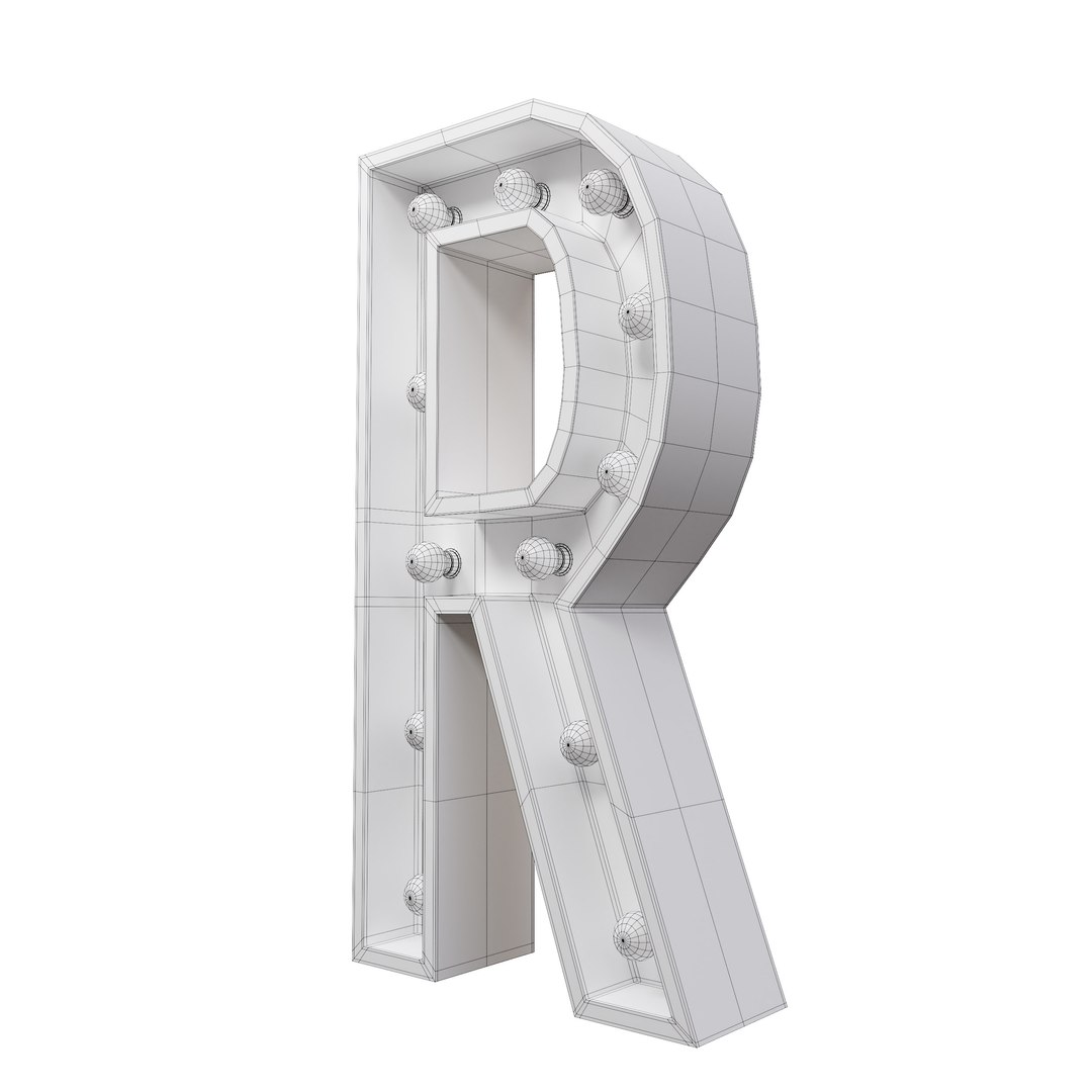 3D Model Marquee Letter R Light Bulb Wooden Glow Sign - TurboSquid 1974620