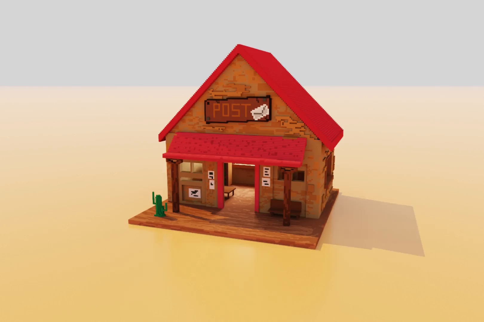 Old Voxel Post Office Design 3D Model - TurboSquid 1805772