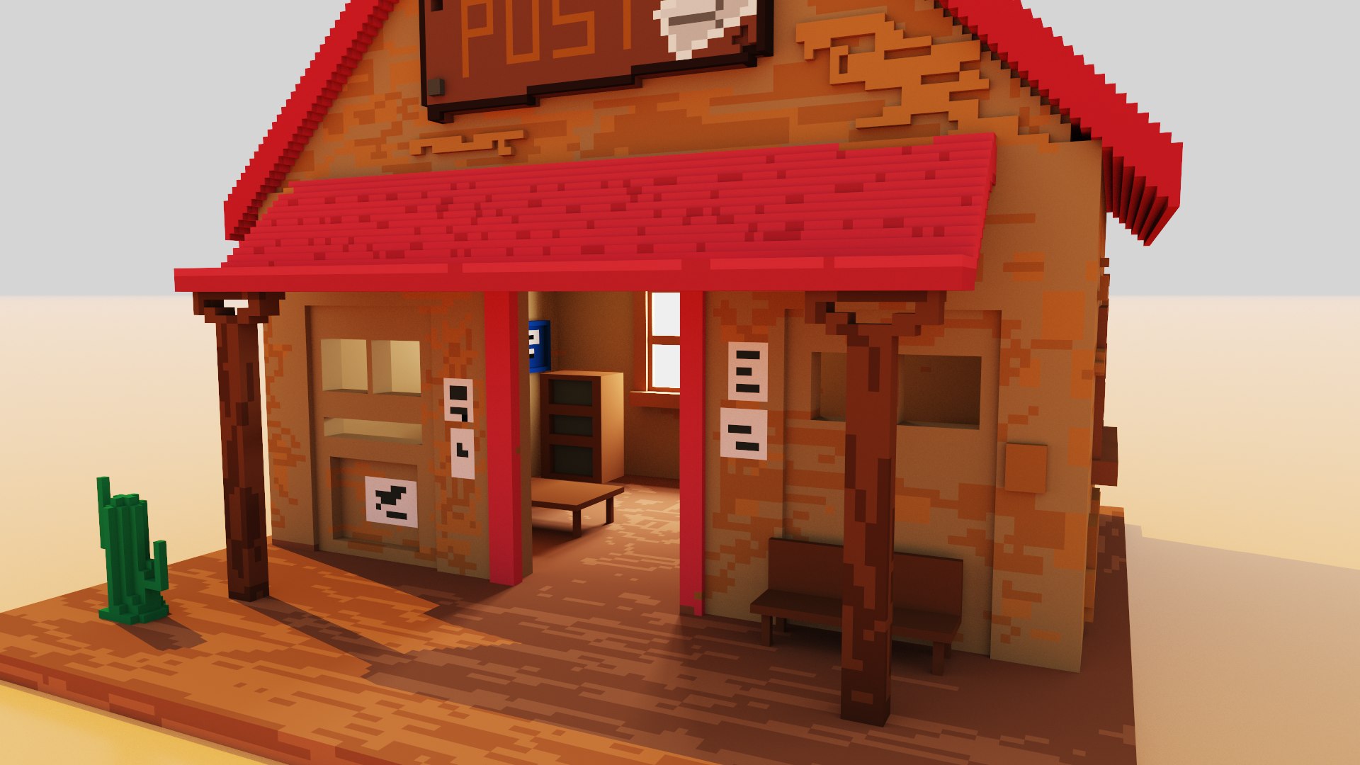 Old Voxel Post Office Design 3D Model - TurboSquid 1805772