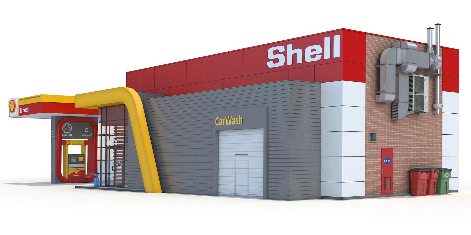 Shell Gas Station 3d Model