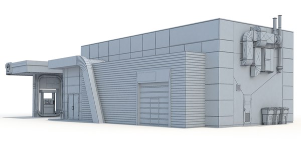 shell gas station 3d model