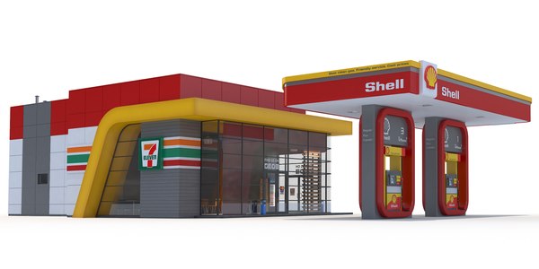 shell gas station 3d model