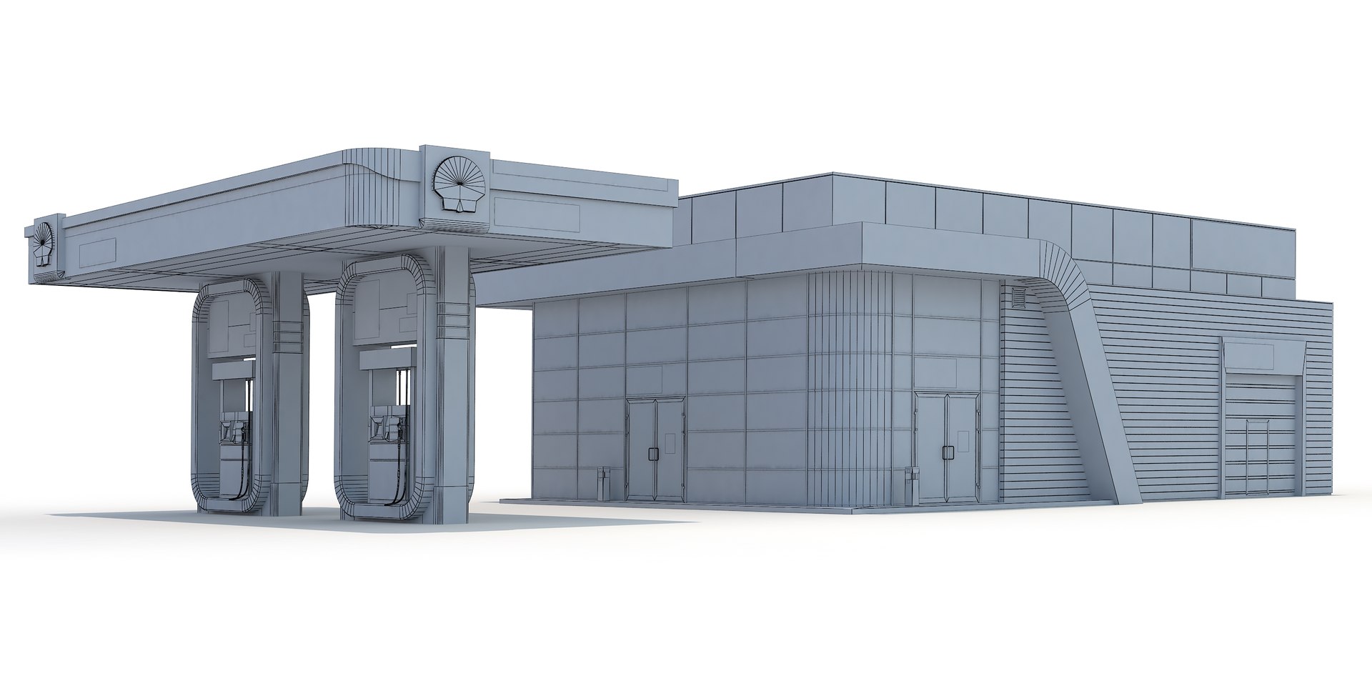 Shell Gas Station 3d Model
