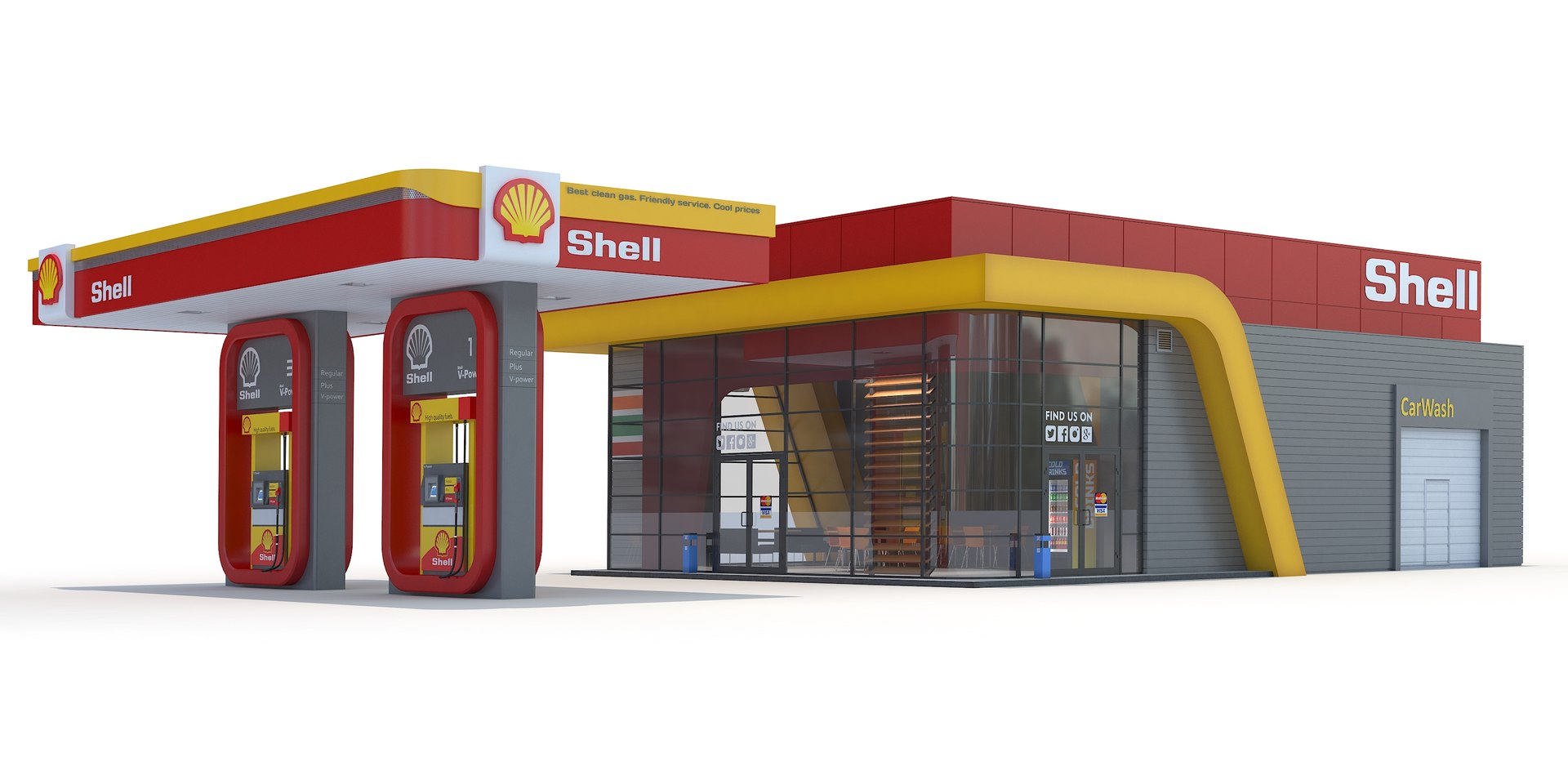 Shell Gas Station 3d Model