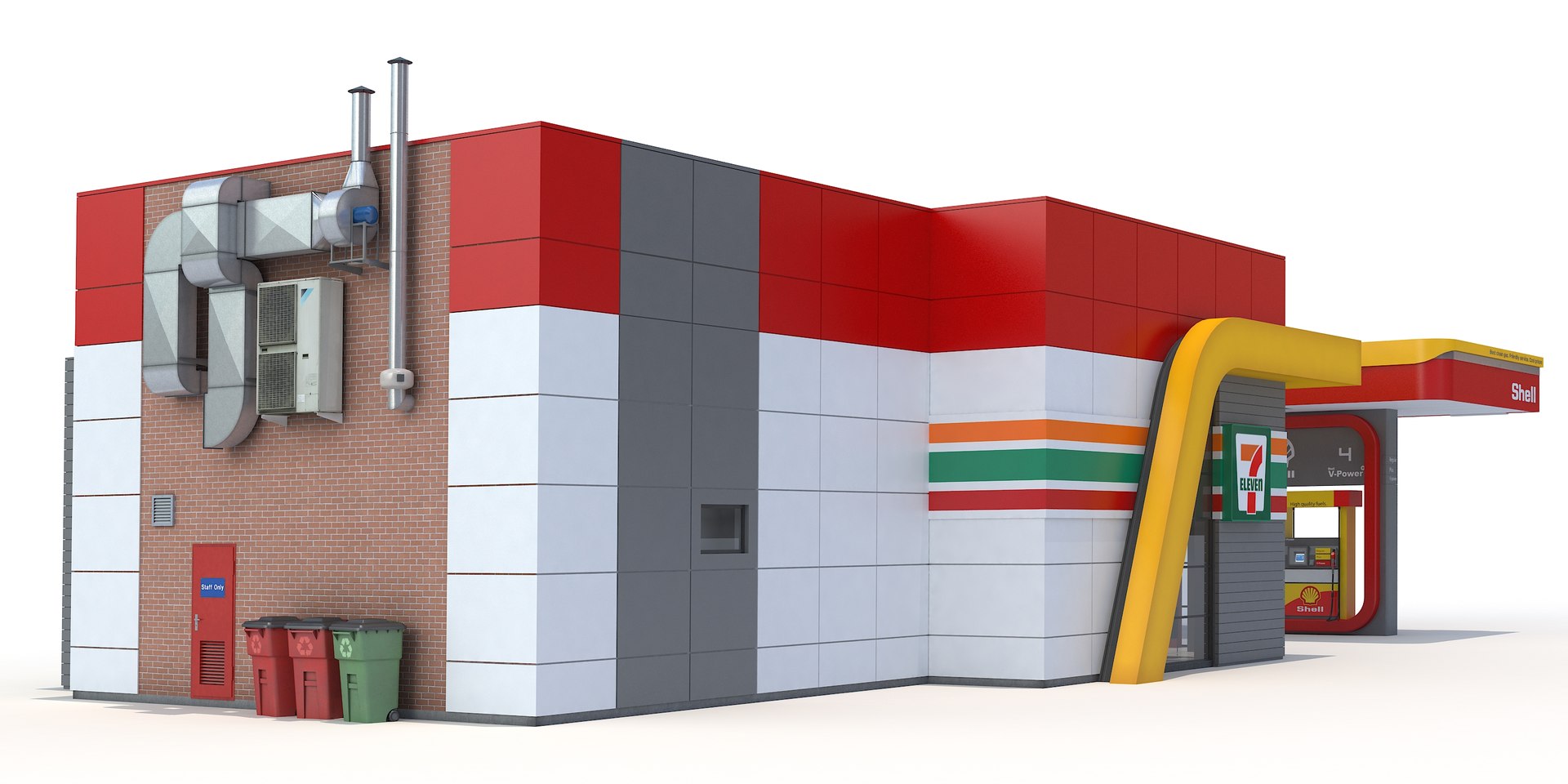 Shell Gas Station 3d Model