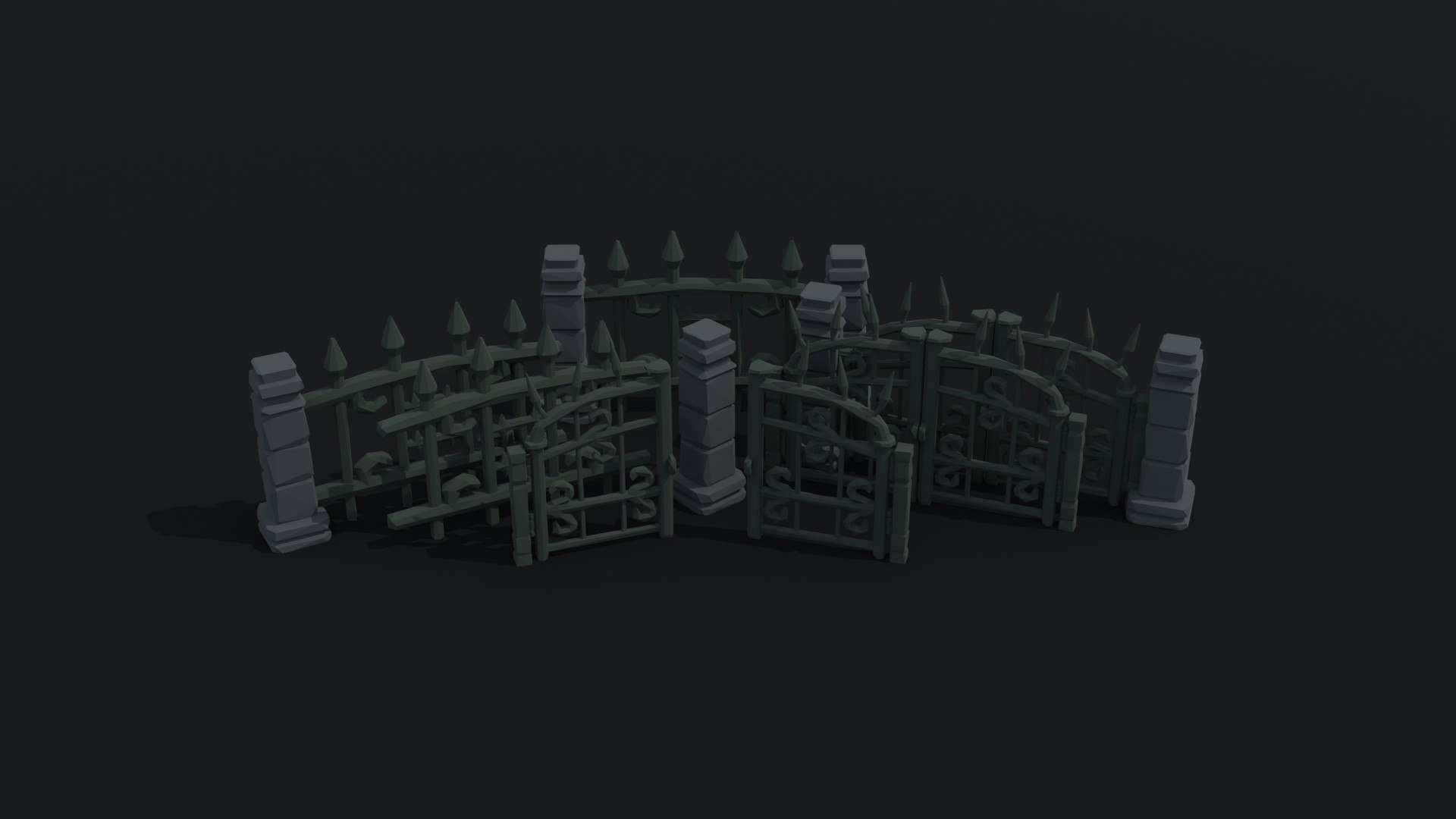 3D Low-poly Cartoon fantasy cemetery fence kit 2 Polygonal - TurboSquid ...