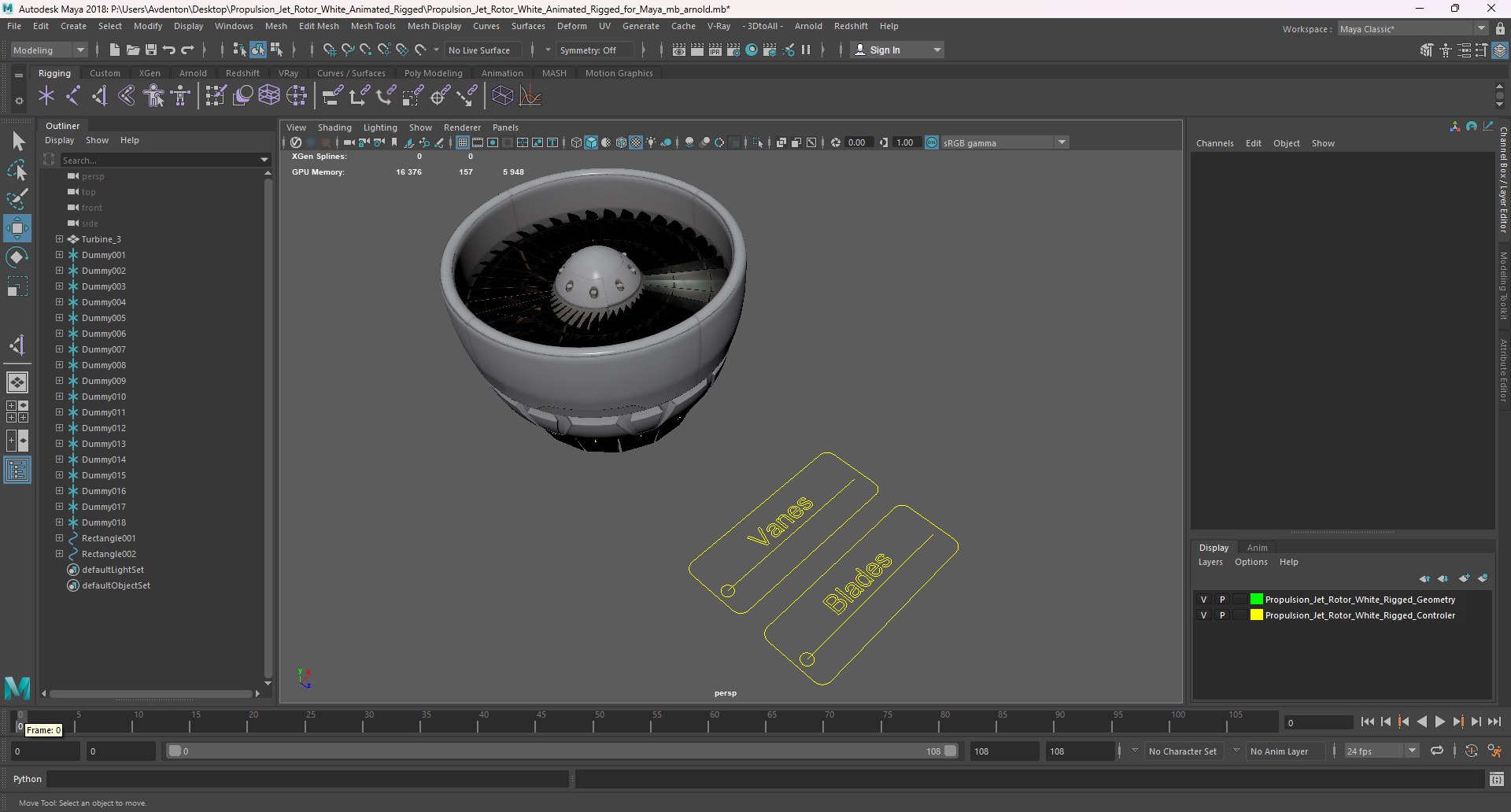 3D Propulsion Jet Rotor White Animated Rigged For Maya Model ...
