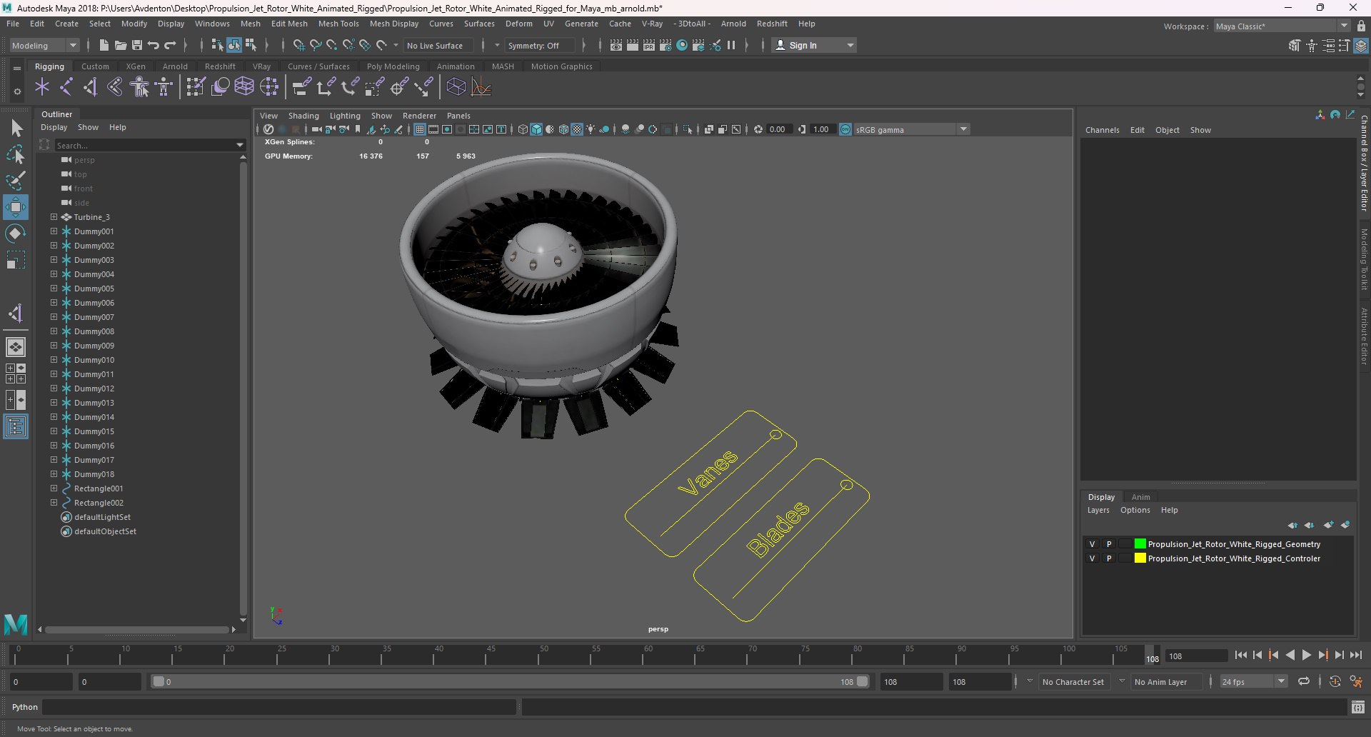 3D Propulsion Jet Rotor White Animated Rigged For Maya Model ...