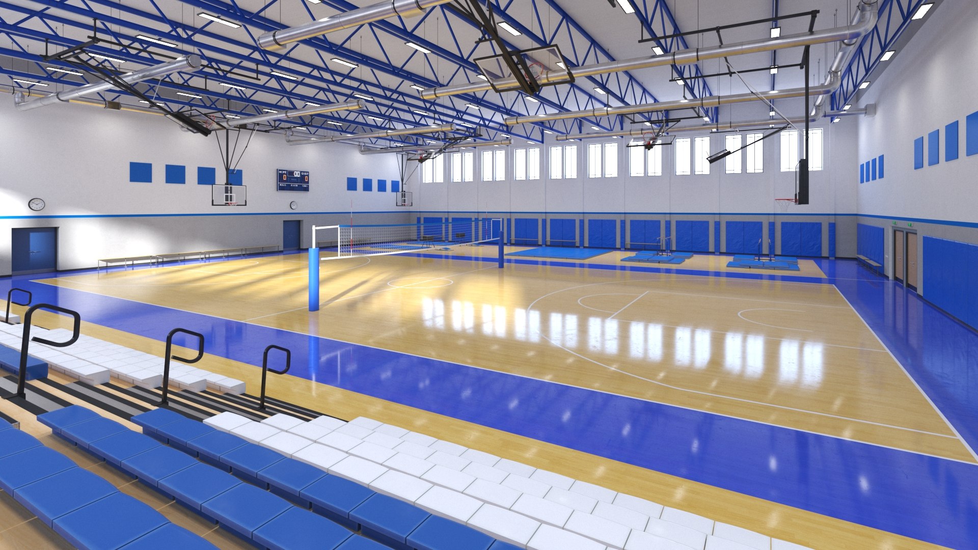 Realistic Basketball Gymnastic Gym Interior 3D Model - TurboSquid 1436988