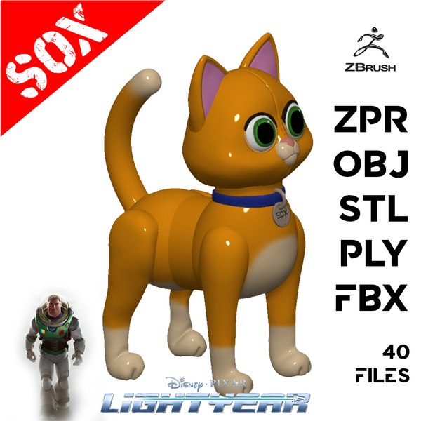 Sox 3d model Cat Disney Pixar Lightyear Robot Companion Character Toy ...