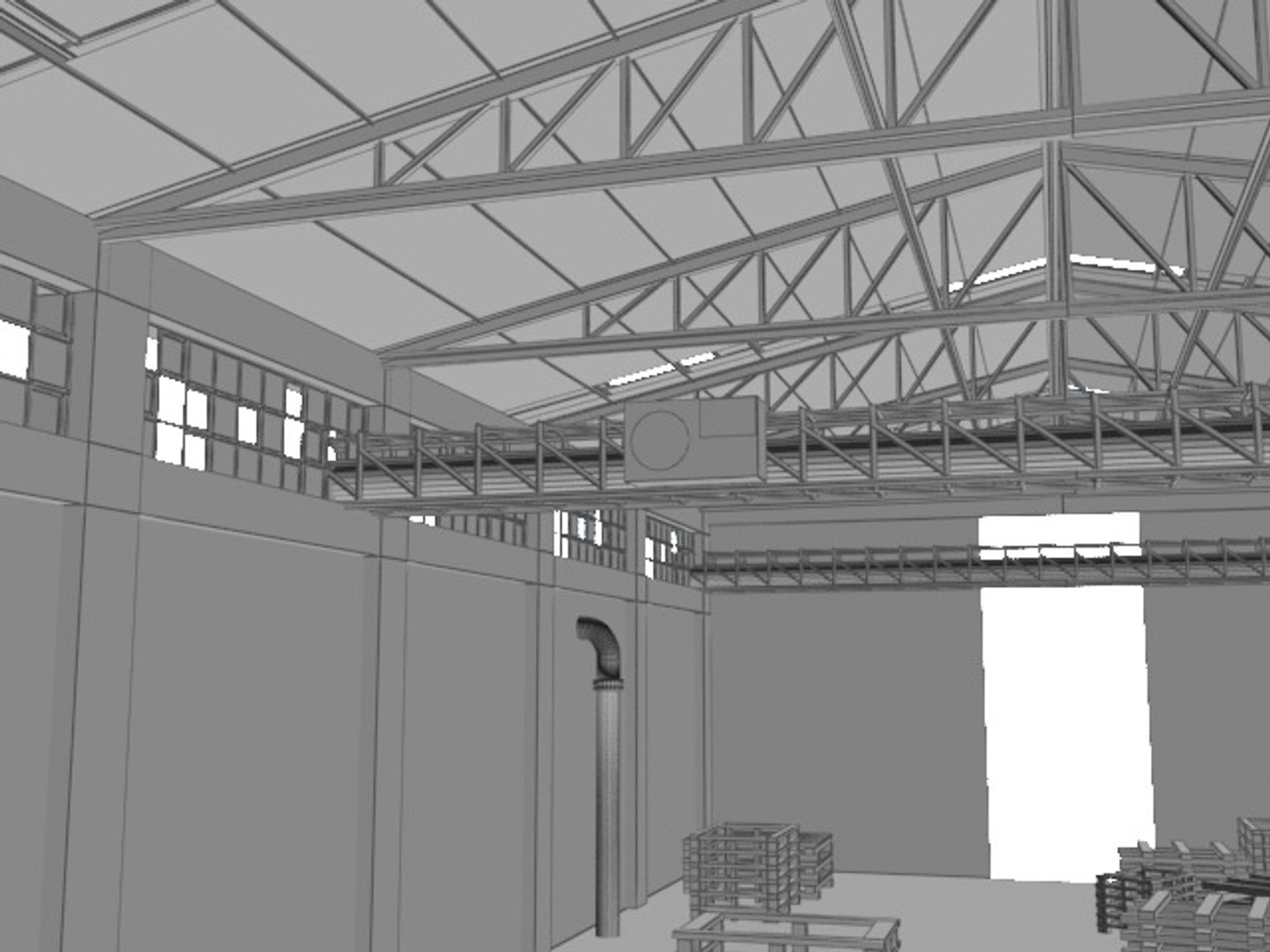 3d Model Hangar Building Warehouse