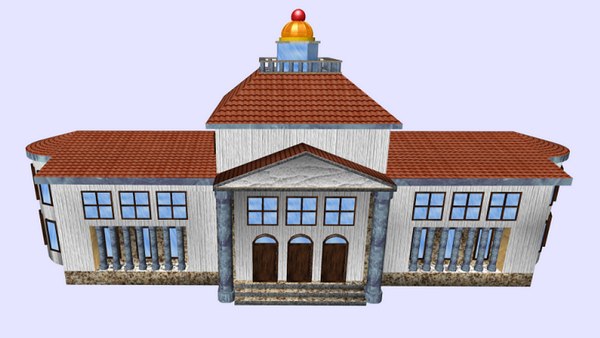 3D low poly townhall cityhall - TurboSquid 1744847