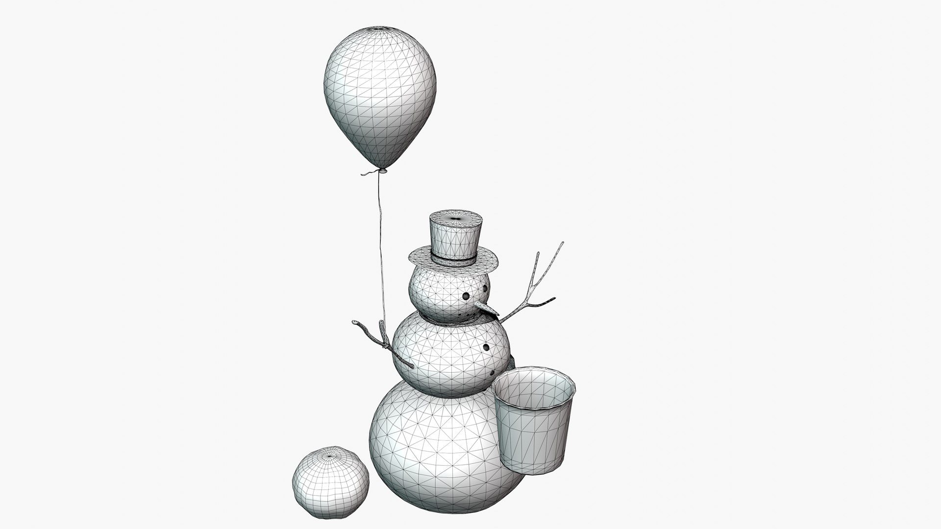 3D Model Snowman In A Hat With A Balloon - TurboSquid 2013820