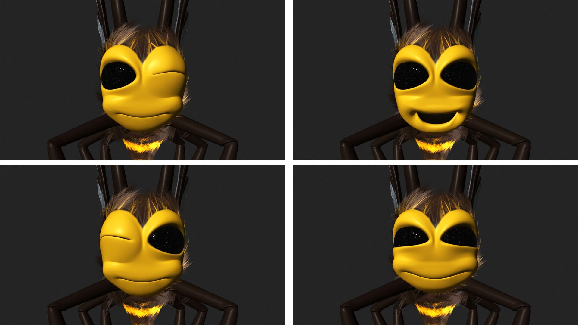 cartoon bee rig 3d model