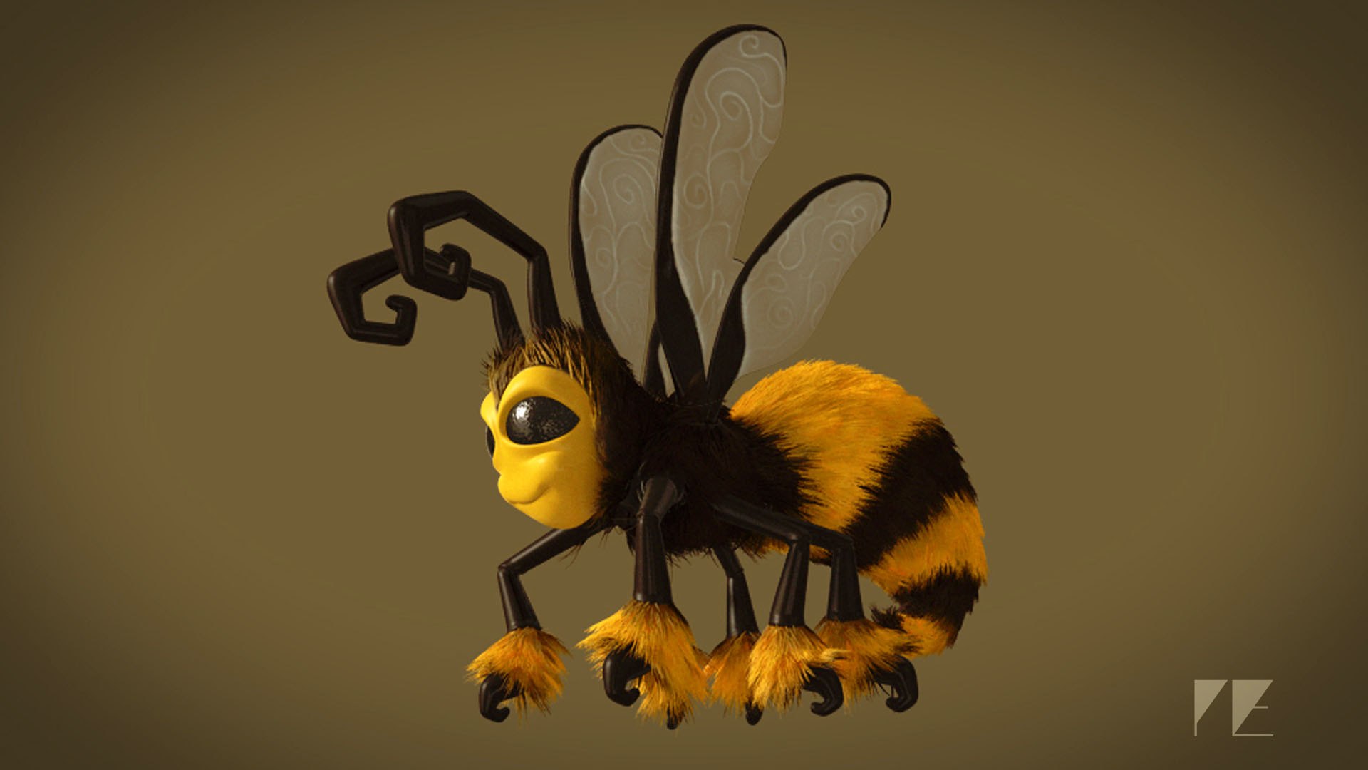 cartoon bee rig 3d model