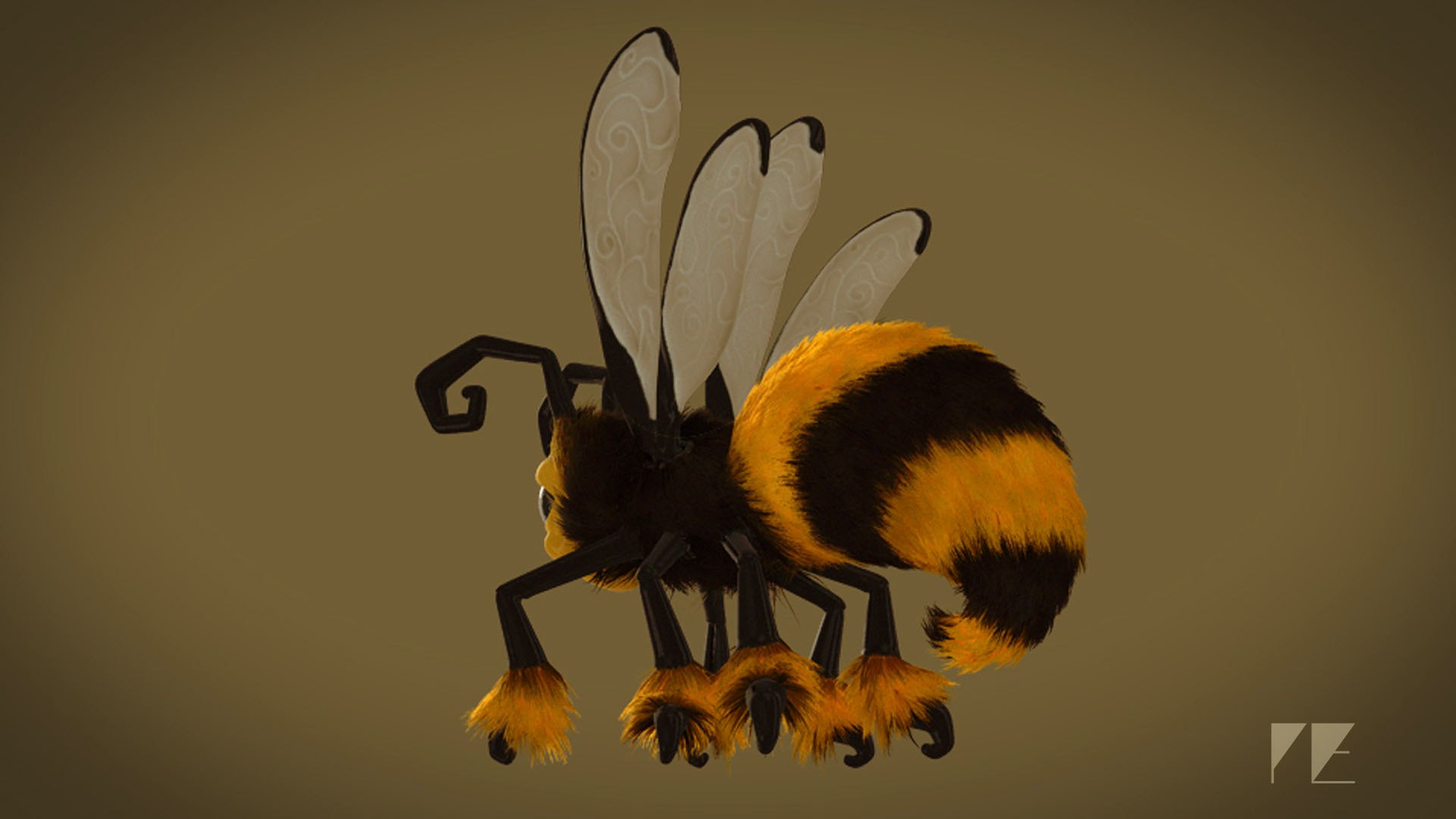 cartoon bee rig 3d model