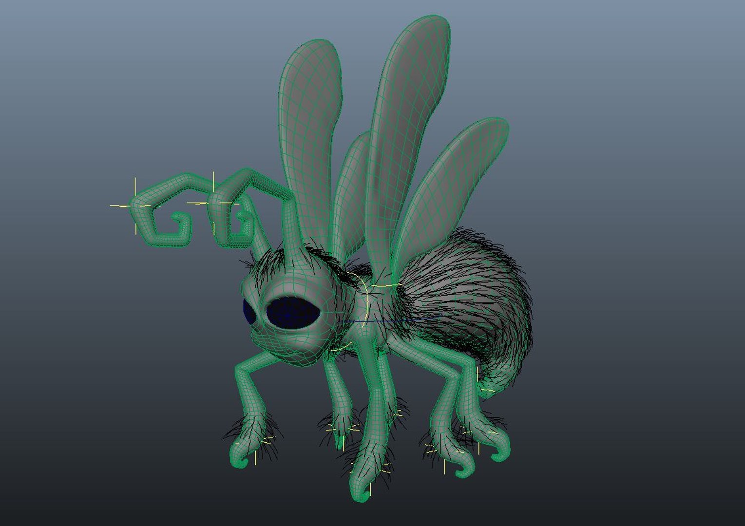 cartoon bee rig 3d model