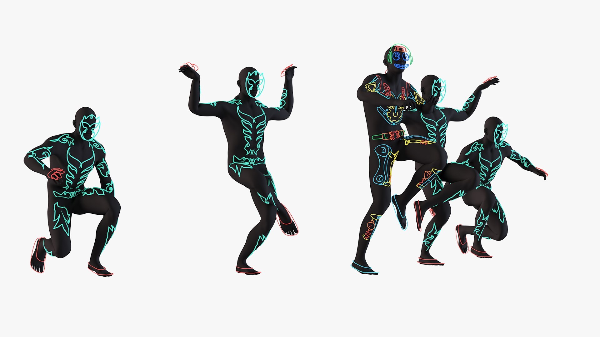 Electric Neon Skeleton Dance Crew 3D Model - TurboSquid 2149310
