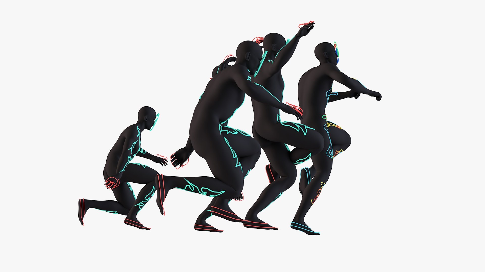 Electric Neon Skeleton Dance Crew 3D Model - TurboSquid 2149310