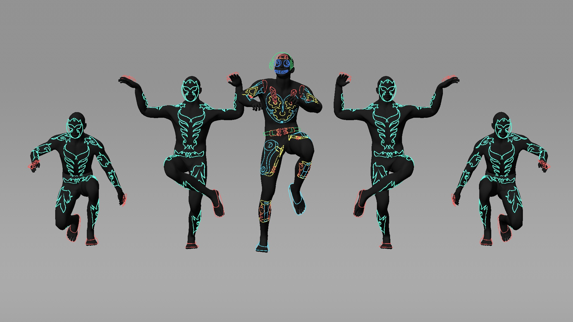 Electric Neon Skeleton Dance Crew 3D Model - TurboSquid 2149310