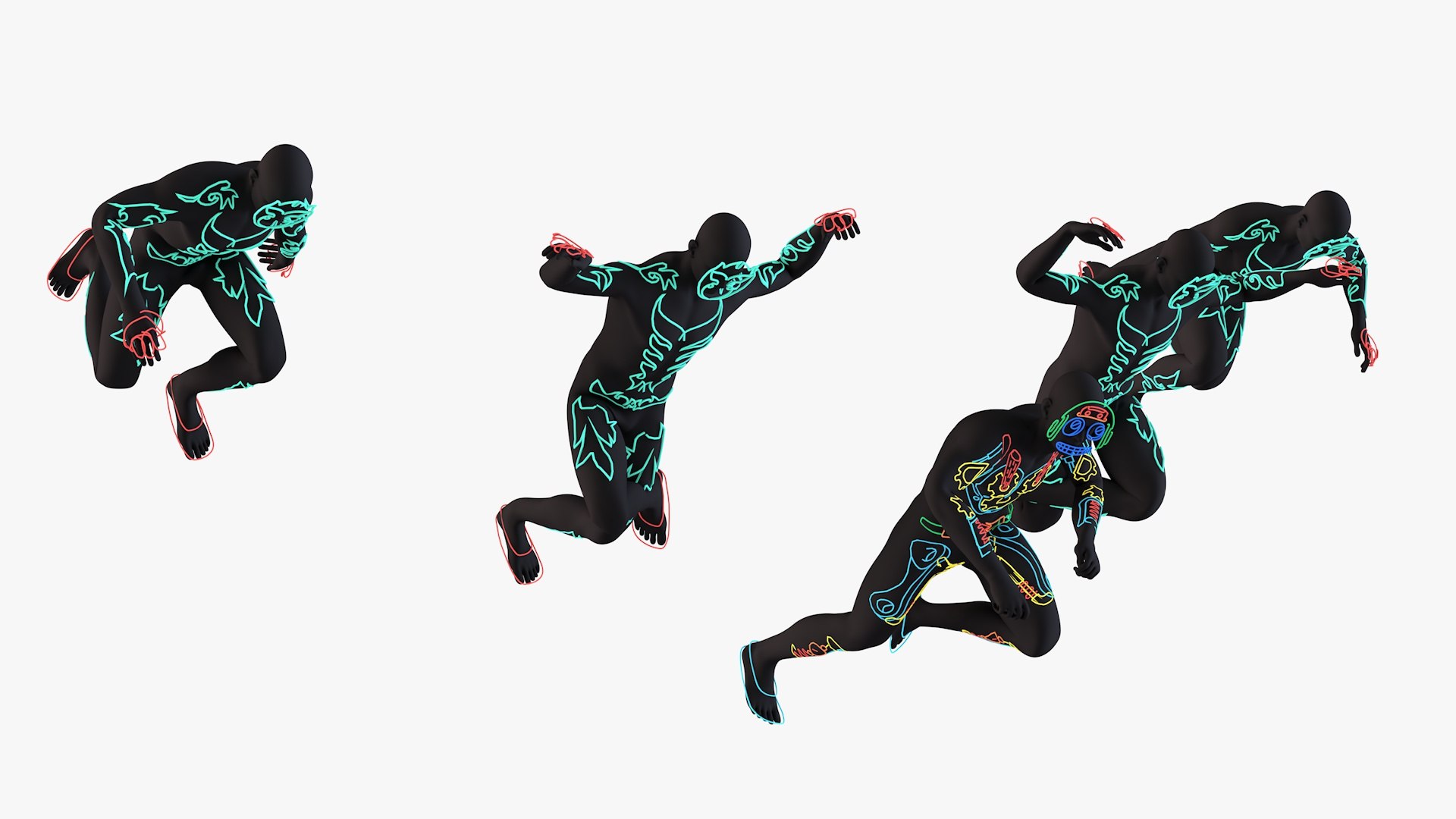 Electric Neon Skeleton Dance Crew 3D Model - TurboSquid 2149310