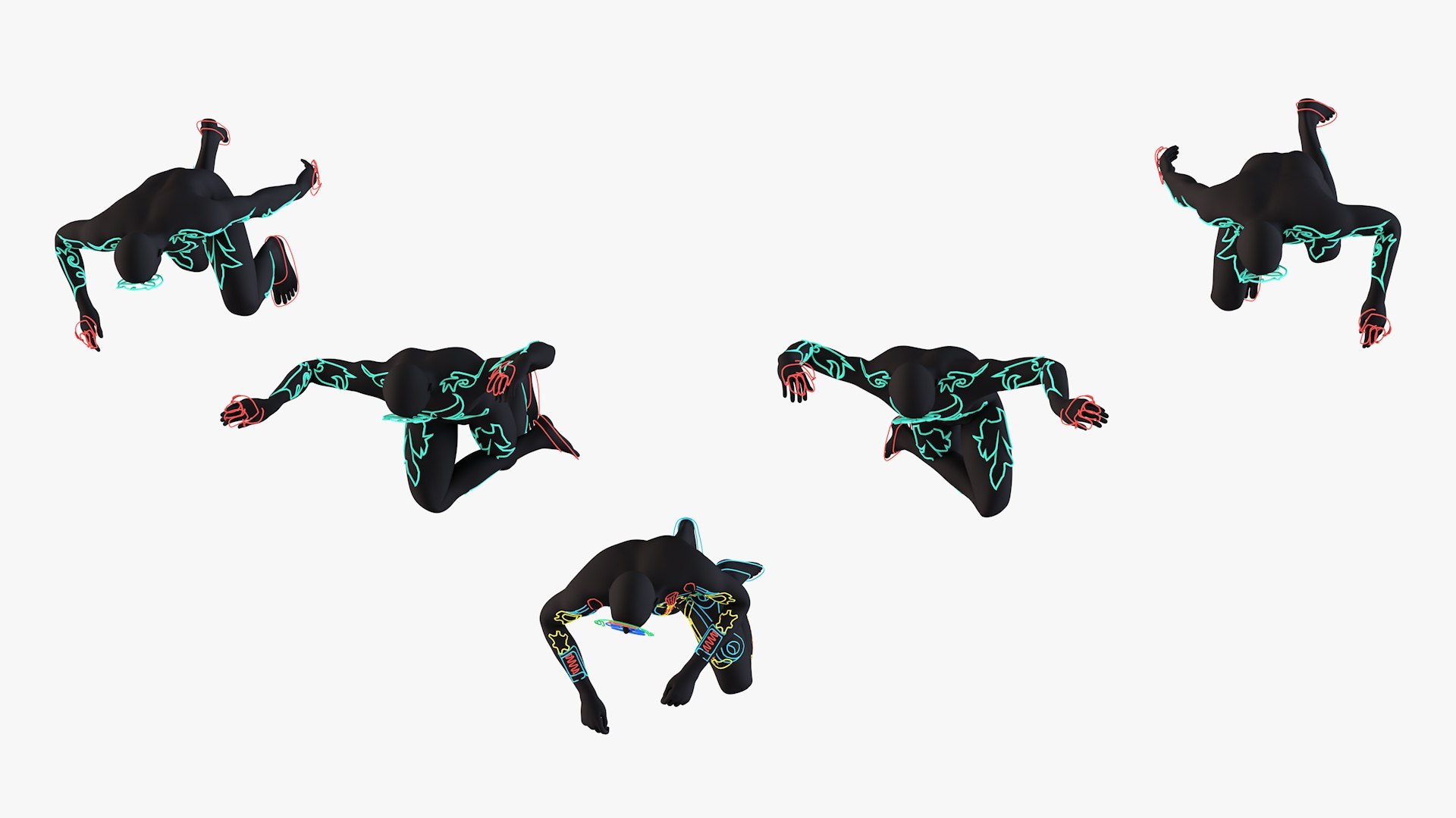 Electric Neon Skeleton Dance Crew 3D Model - TurboSquid 2149310