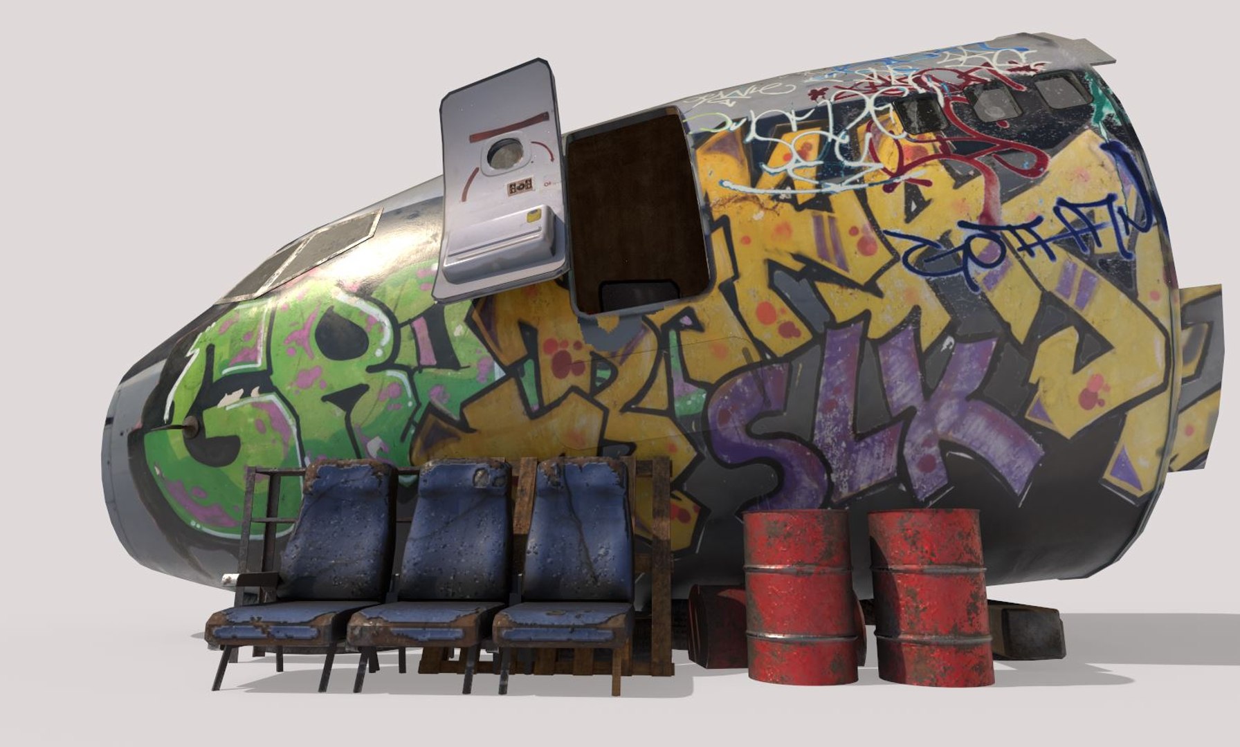 3D Aircraft Head With Graffiti In The Aircraft Graveyard Model ...