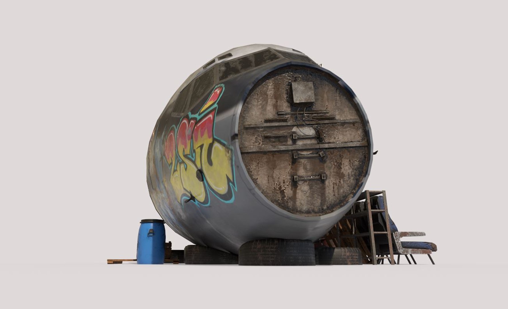 3D Aircraft Head With Graffiti In The Aircraft Graveyard Model ...