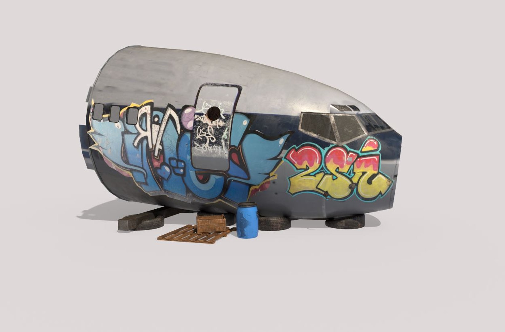 3D Aircraft Head With Graffiti In The Aircraft Graveyard Model ...