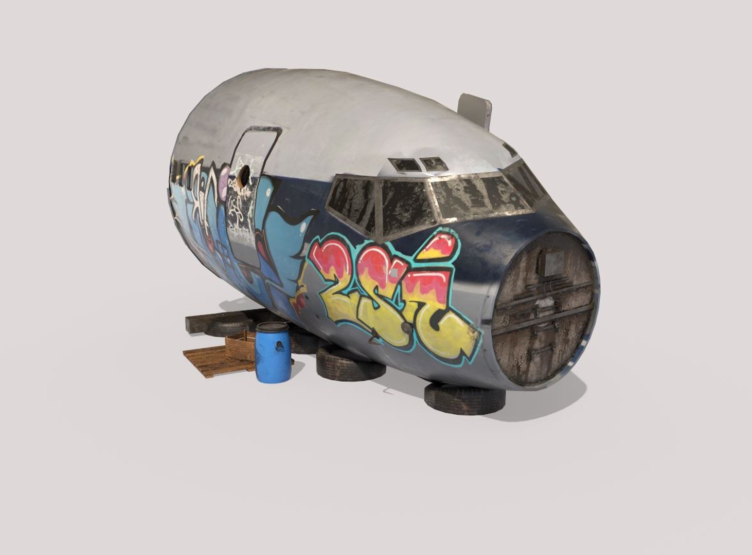 3D Aircraft Head With Graffiti In The Aircraft Graveyard Model ...