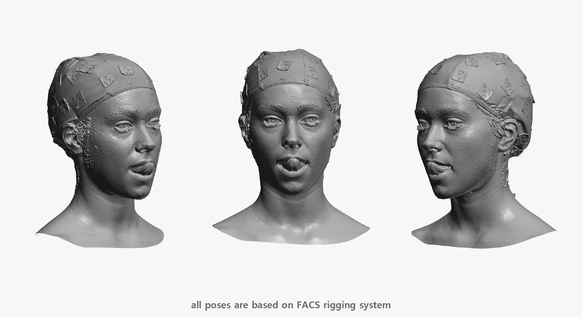 3D Model Freya Clean Scans Tongue Movement Set - 5 Poses Collection ...