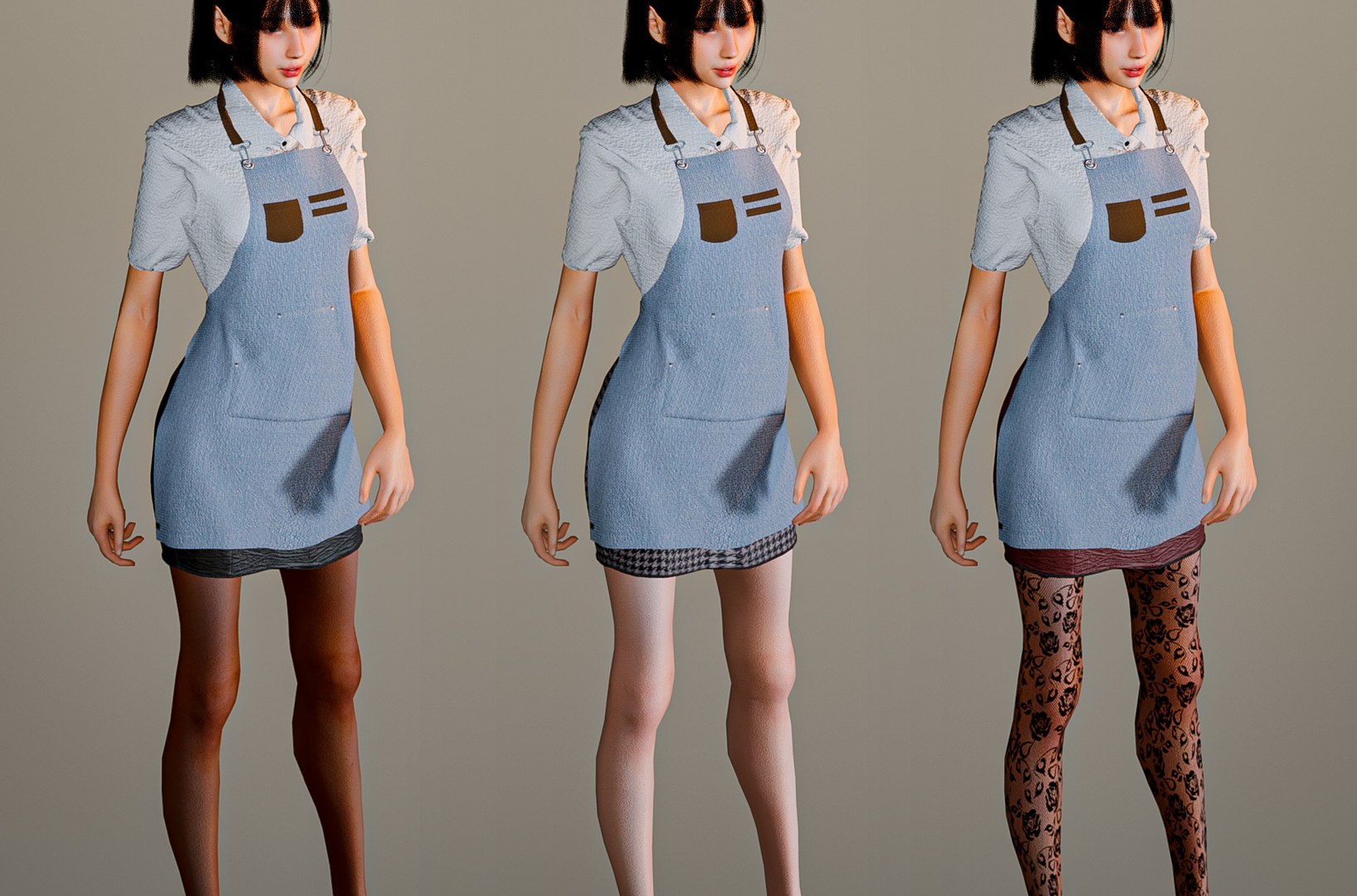 Waitress Girl - Game Ready 3D Model - TurboSquid 2160604