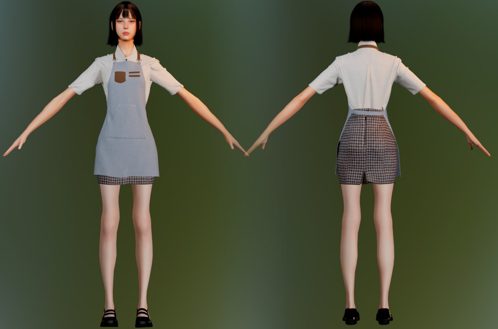 Waitress Girl - Game Ready 3D Model - TurboSquid 2160604