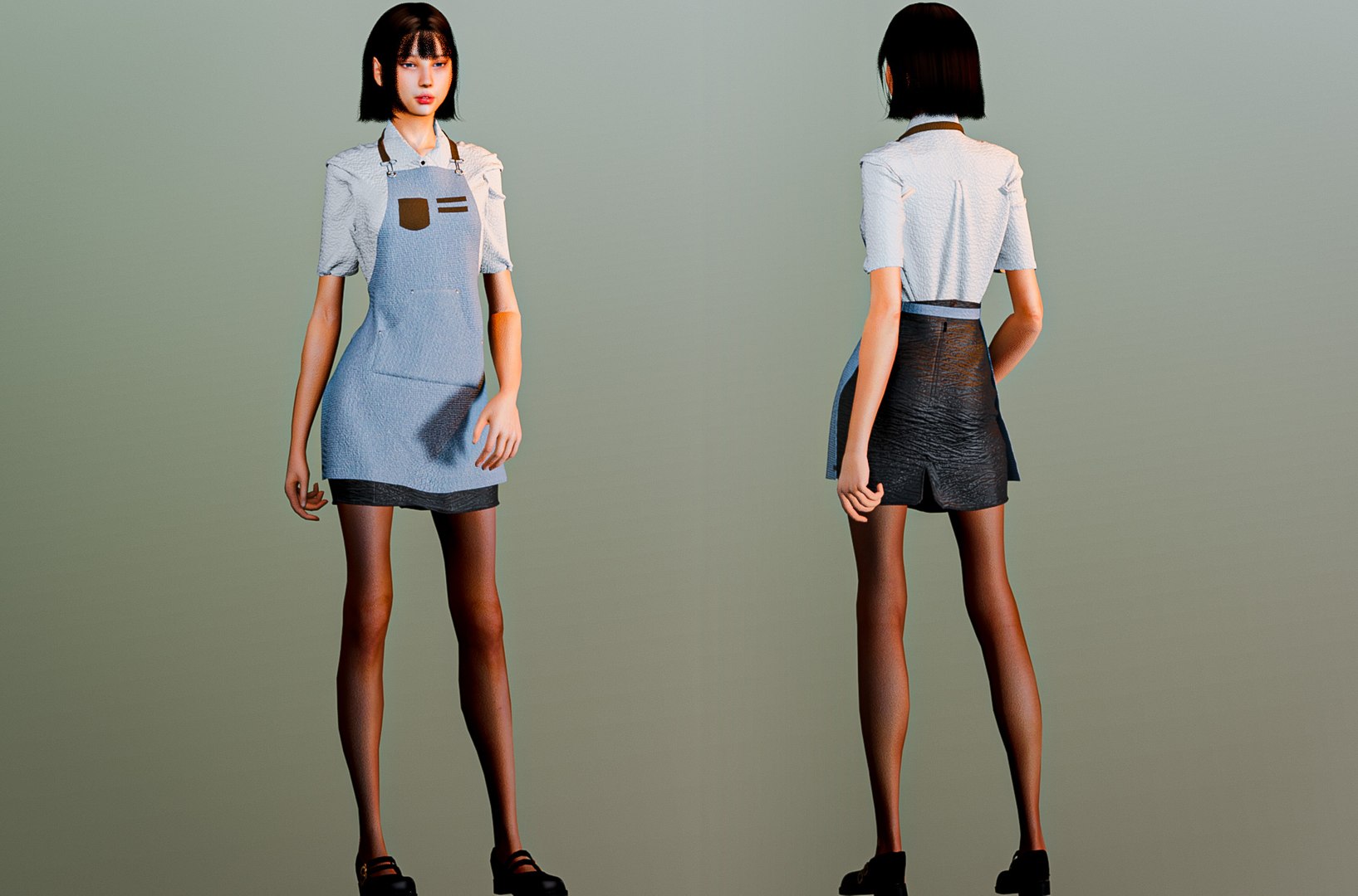 Waitress Girl - Game Ready 3D Model - TurboSquid 2160604