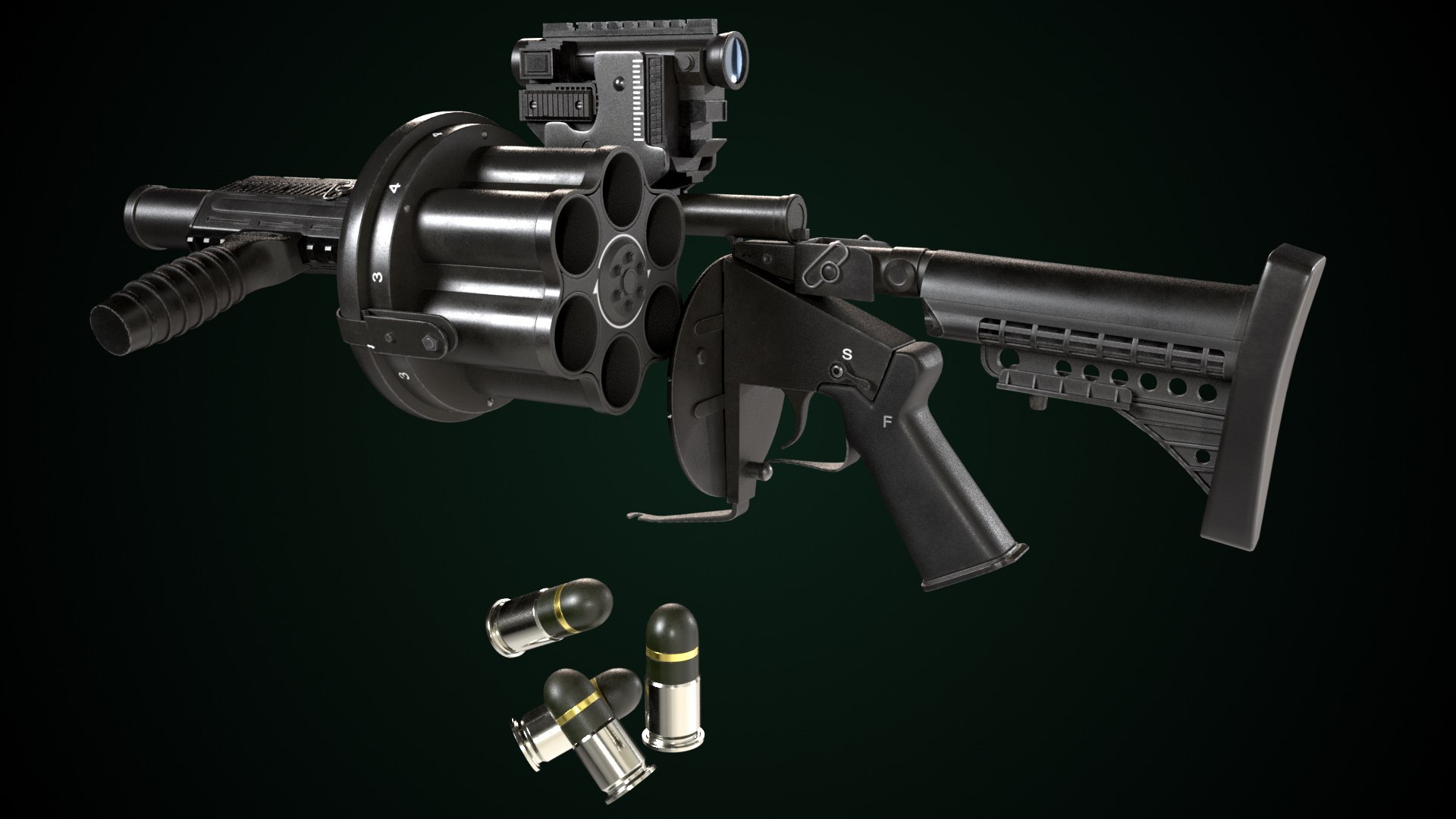 6 Grenade Launcher Black All PBR Unity UE Textures Included Model ...