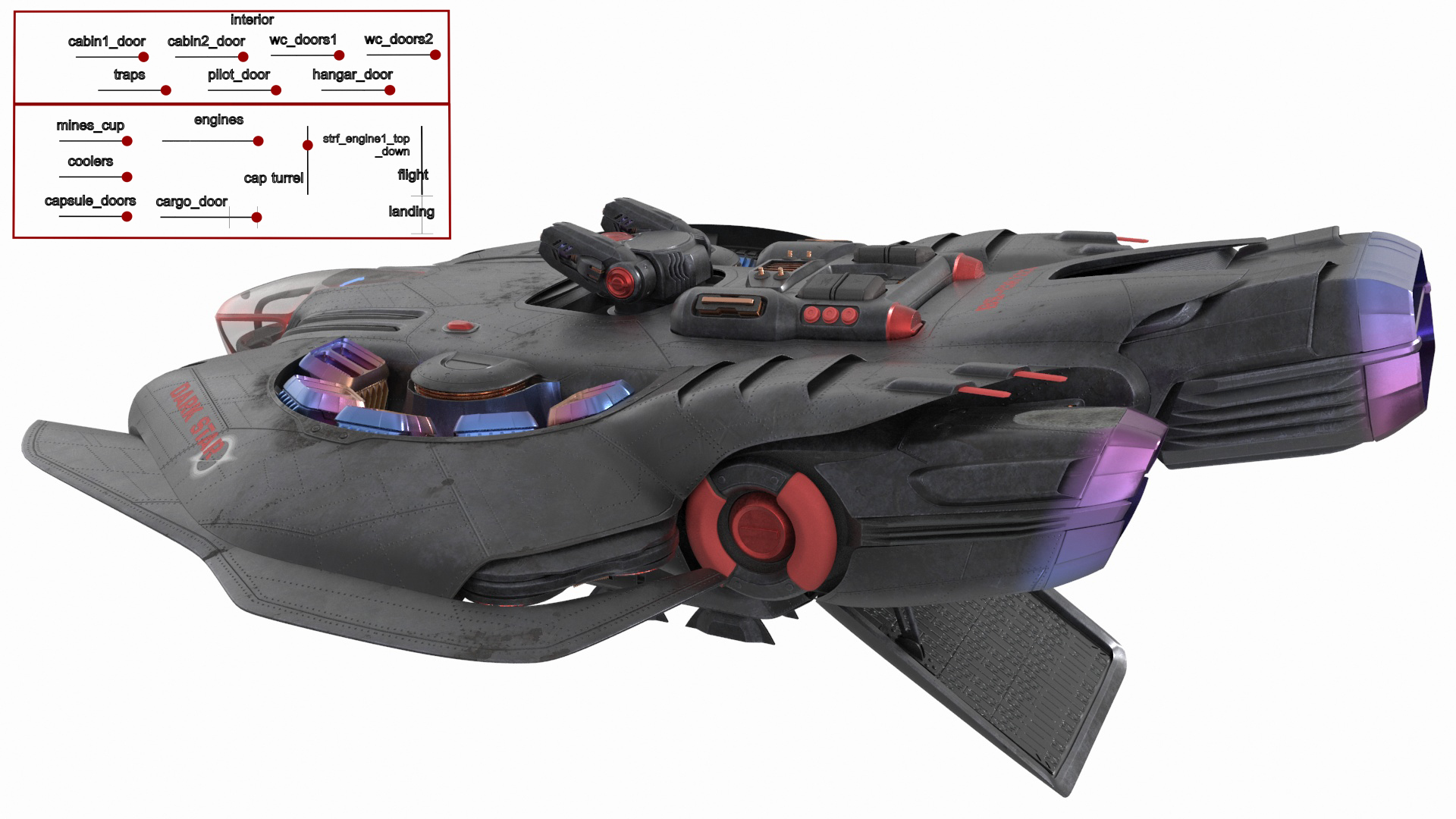 Sci-Fi Armored Assault Dropship Black Rigged 3D Model - TurboSquid 2469372