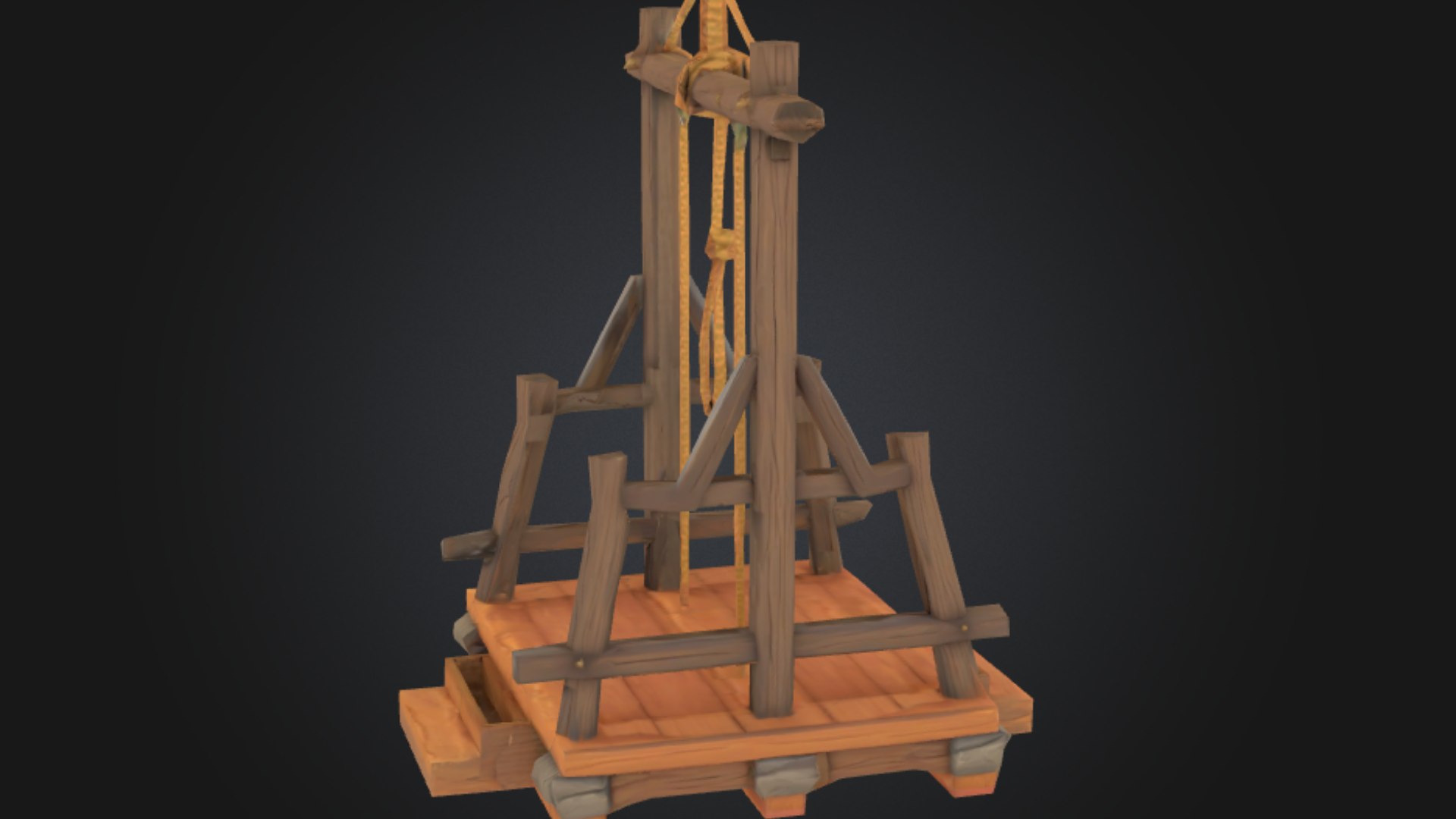 Stylized Medieval Gallows 3K Tris Low Poly Game Asset FBX OBJ BLEND 3D ...